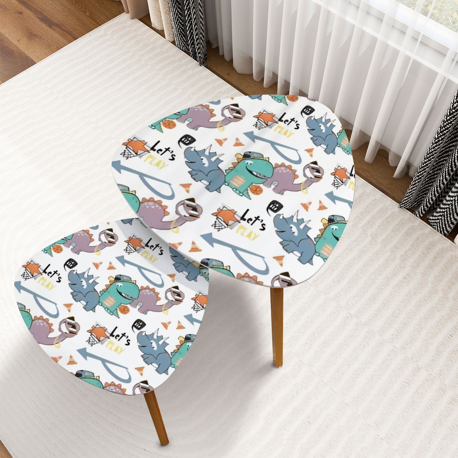 Triangle Nesting Coffee Table Set of 2 Seamless pattern Cute cartoon ...