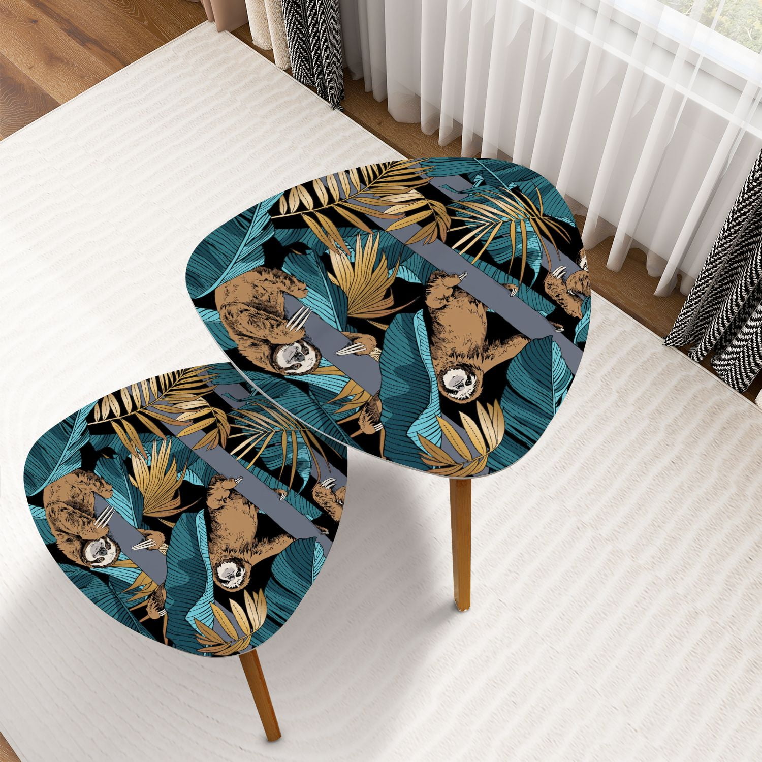 Triangle Nesting Coffee Table Set of 2 Seamless pattern Funny brown ...