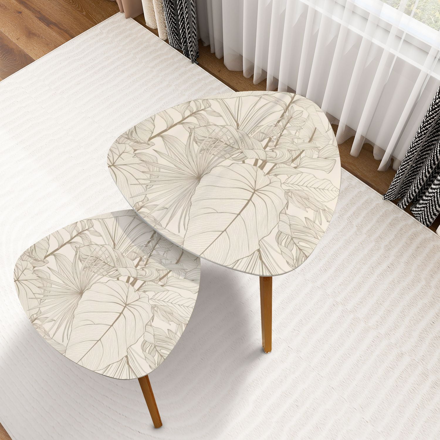 Triangle Nesting Coffee Table Set of 2 Seamless pattern Solomon s seal Polygonatum multiflorum ...