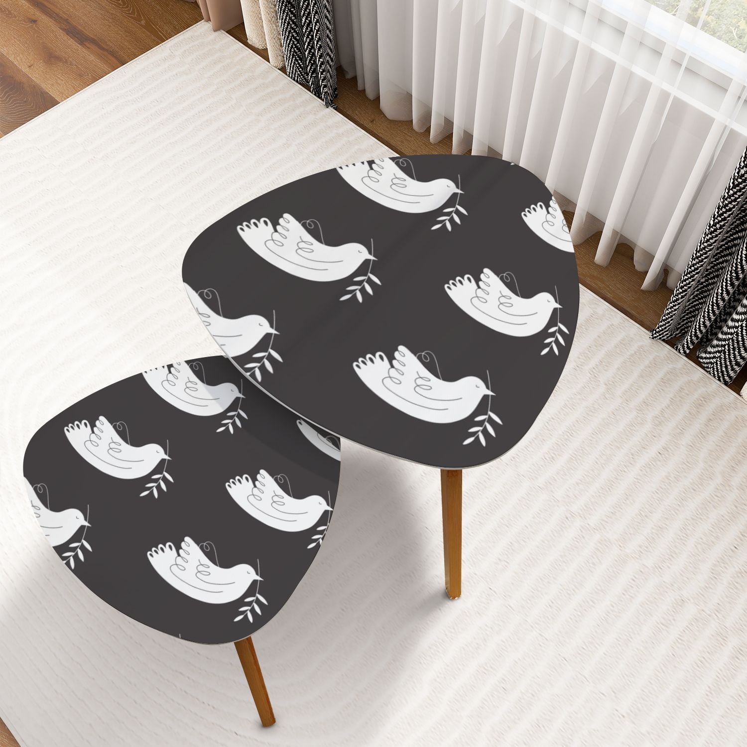 Triangle Nesting Coffee Table Set of 2 Seamless pattern branch message ...