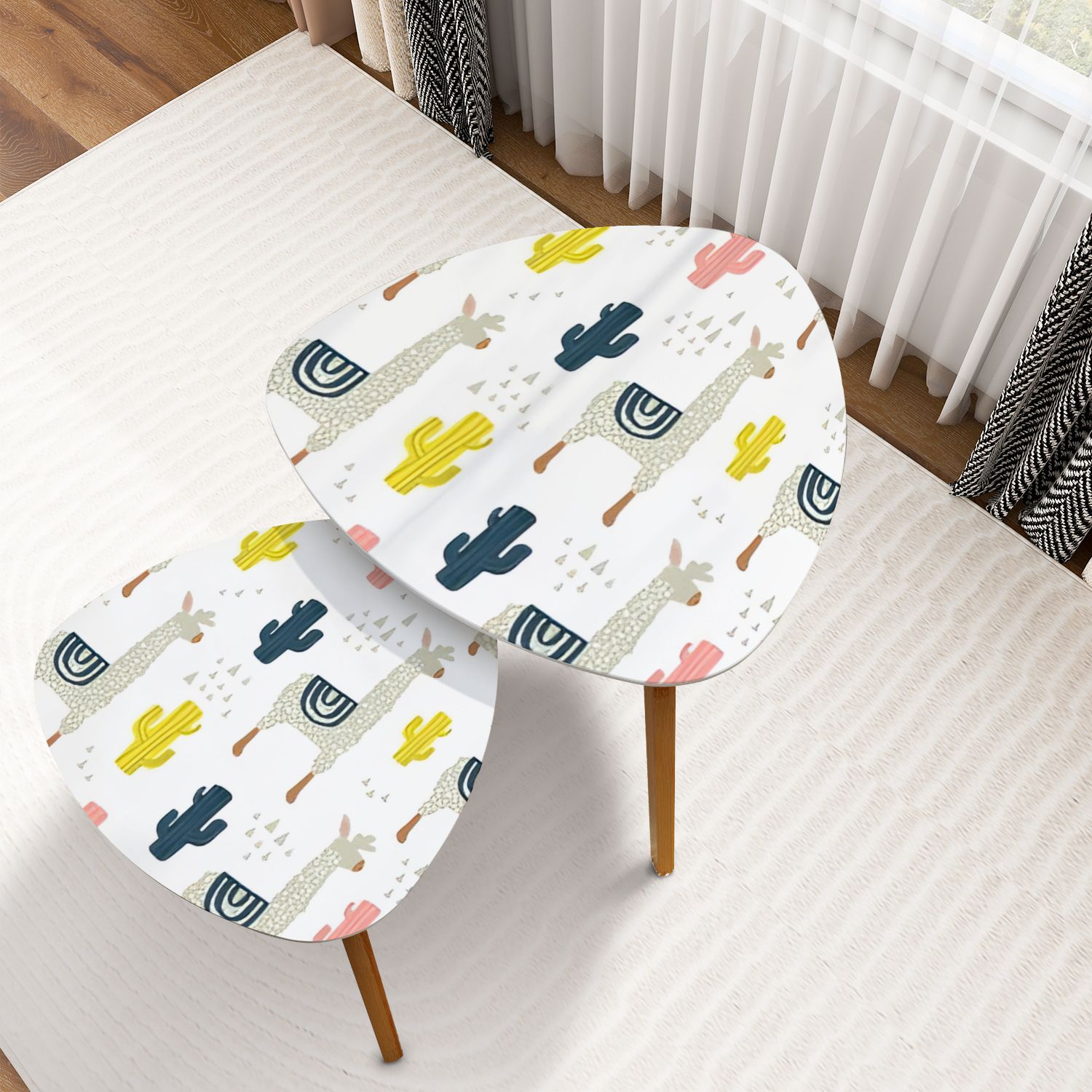 Triangle Nesting Coffee Table Set of 2 Seamless pattern cactus hand ...