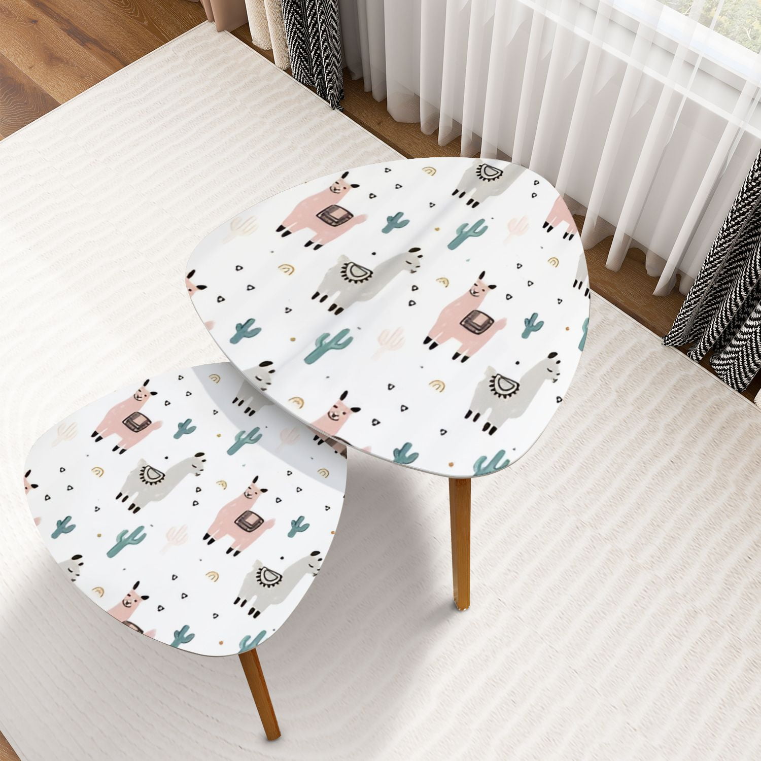 Triangle Nesting Coffee Table Set of 2 Seamless pattern cactus hand ...