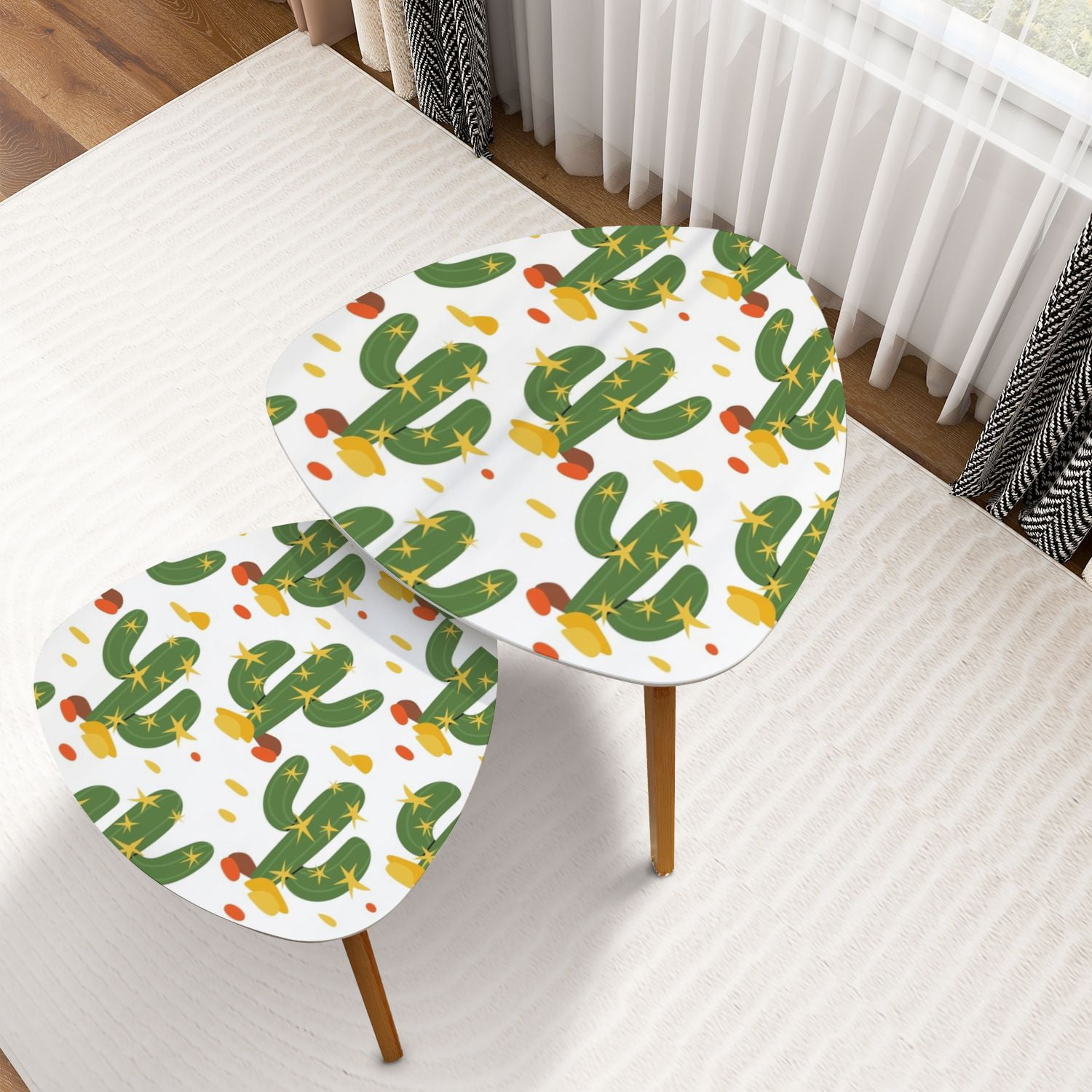 Triangle Nesting Coffee Table Set of 2 Seamless pattern colored cactus ...