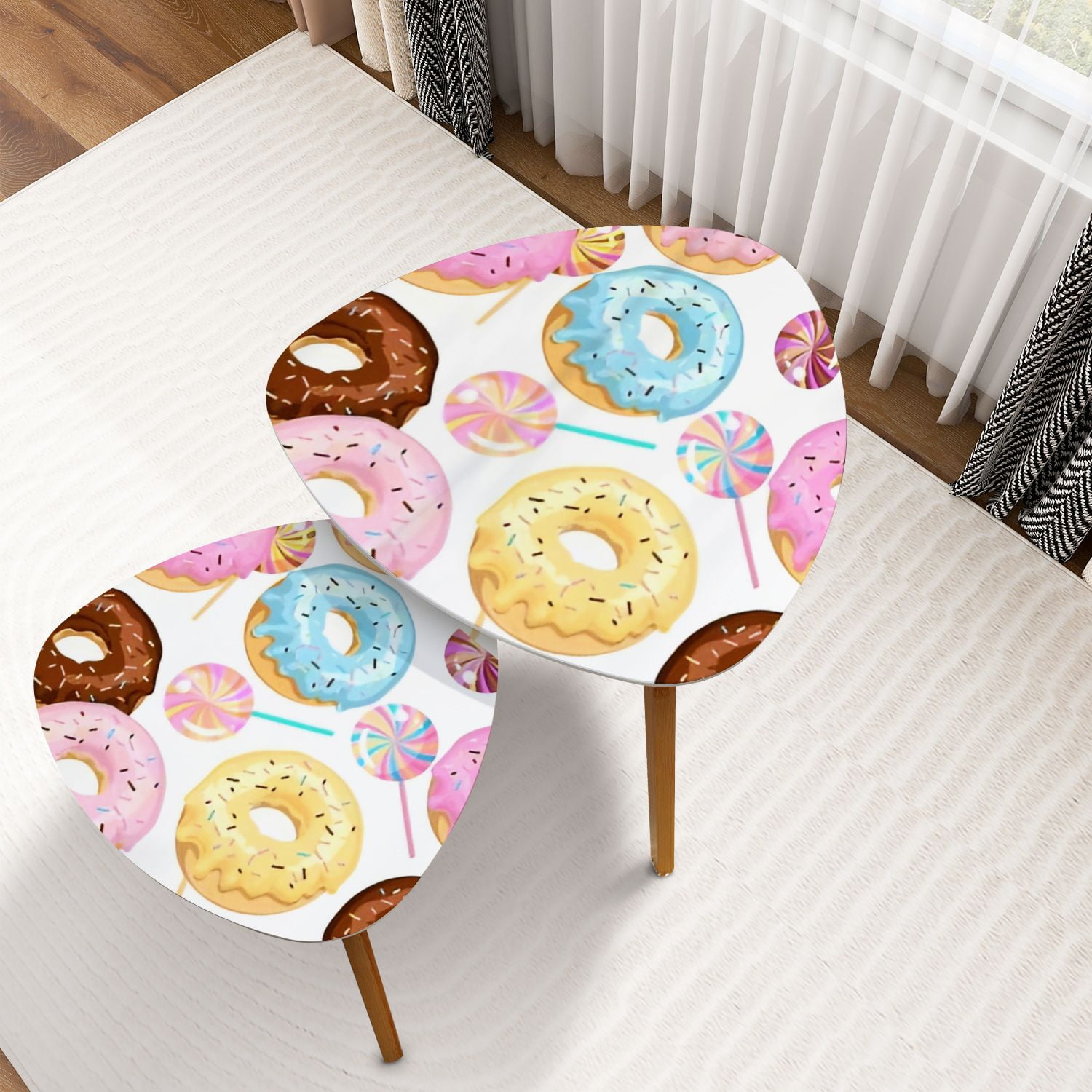 Triangle Nesting Coffee Table Set of 2 Seamless pattern colored donuts ...