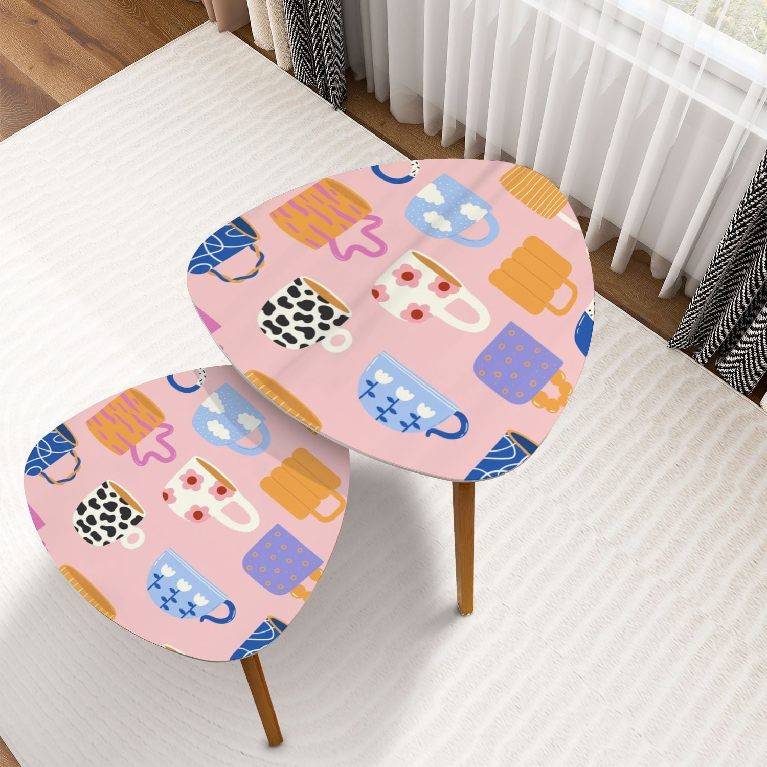 Triangle Nesting Coffee Table Set of 2 Seamless pattern colorful ...
