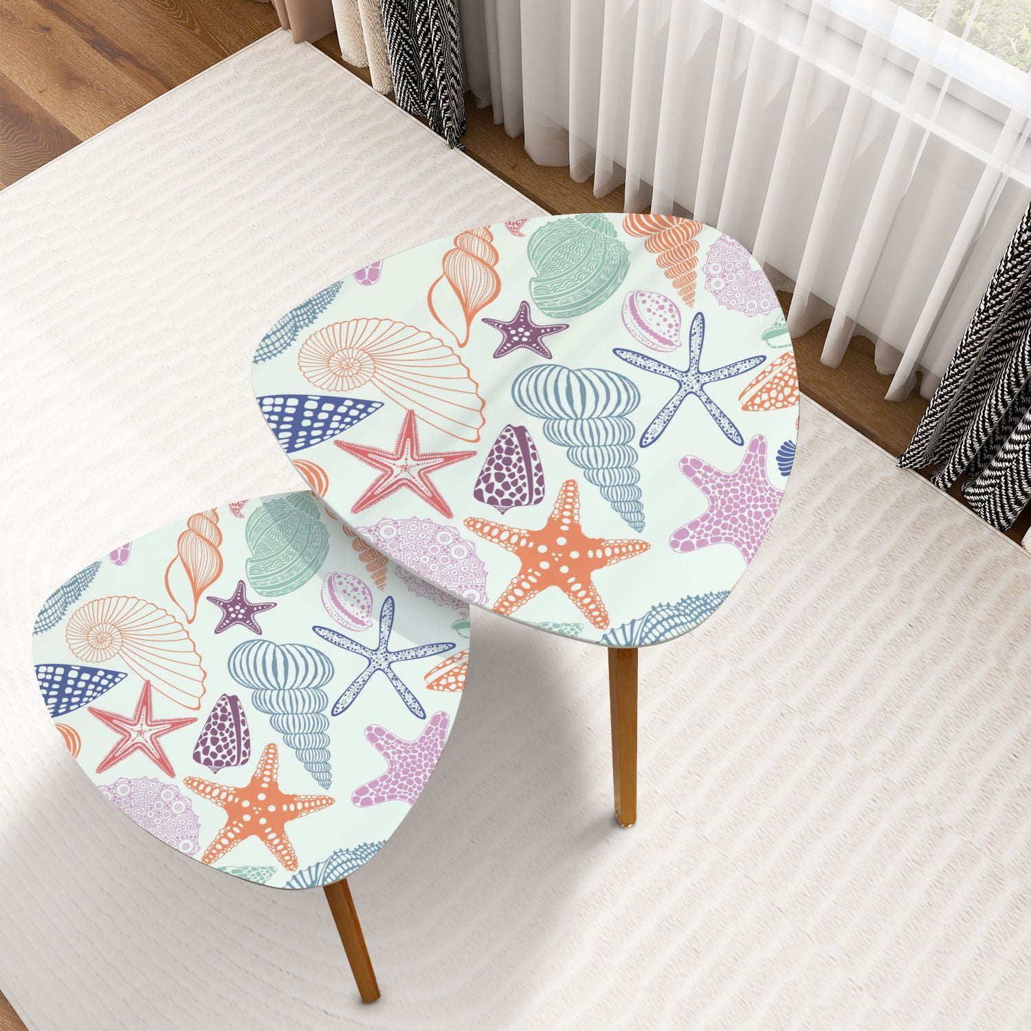 Triangle Nesting Coffee Table Set of 2 Seamless pattern colorful ...