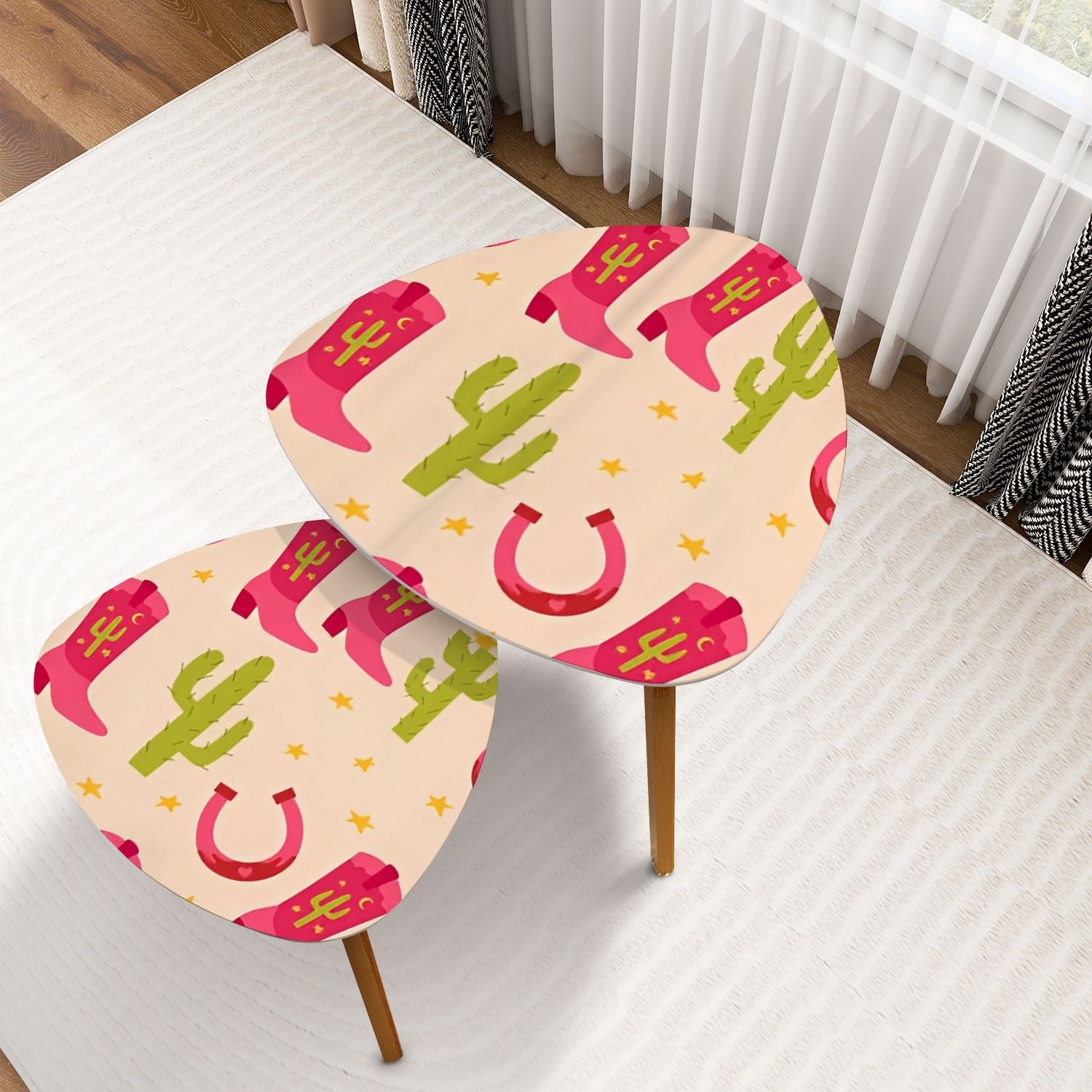 Triangle Nesting Coffee Table Set of 2 Seamless pattern cowboy boots ...