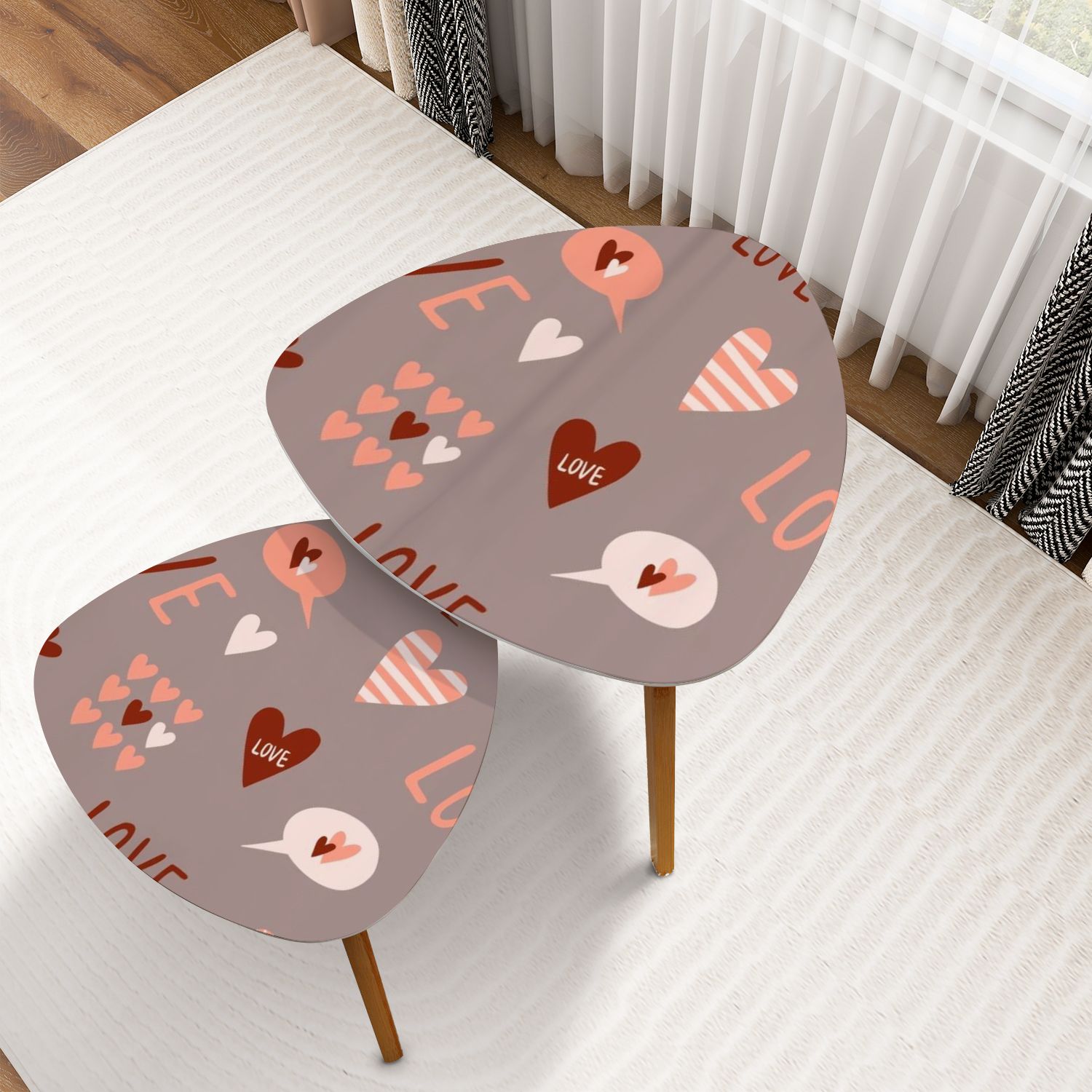 Triangle Nesting Coffee Table Set of 2 Seamless pattern cute ...