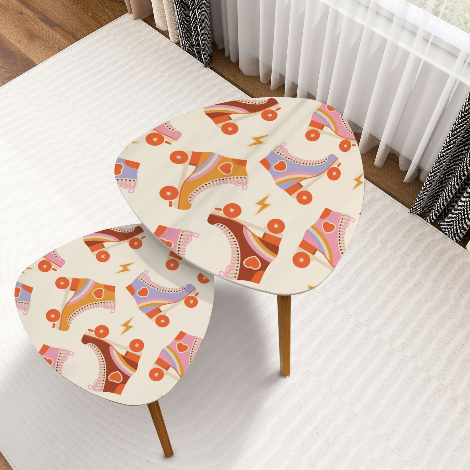 Triangle Nesting Coffee Table Set of 2 Seamless pattern cute retro ...
