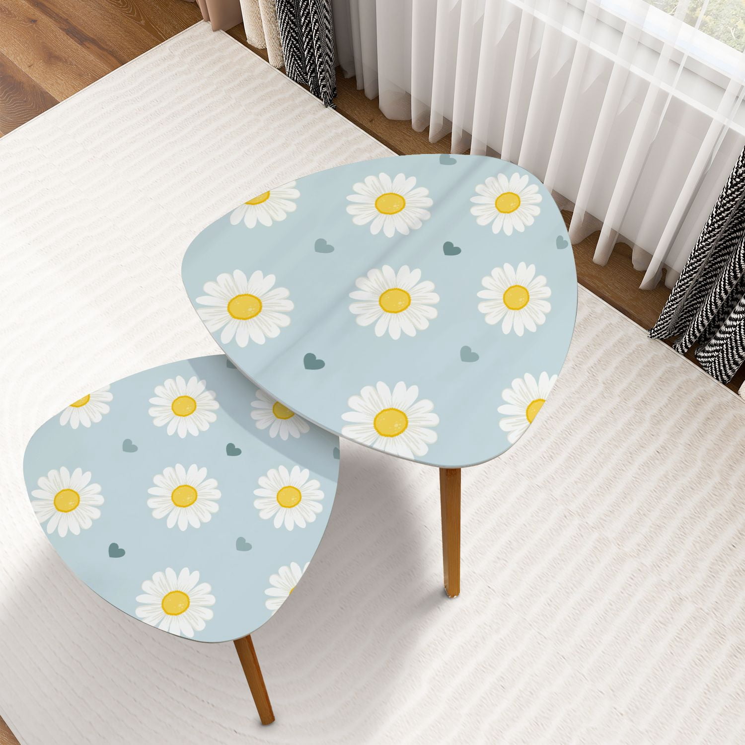 Triangle Nesting Coffee Table Set of 2 Seamless pattern daisy heart ...