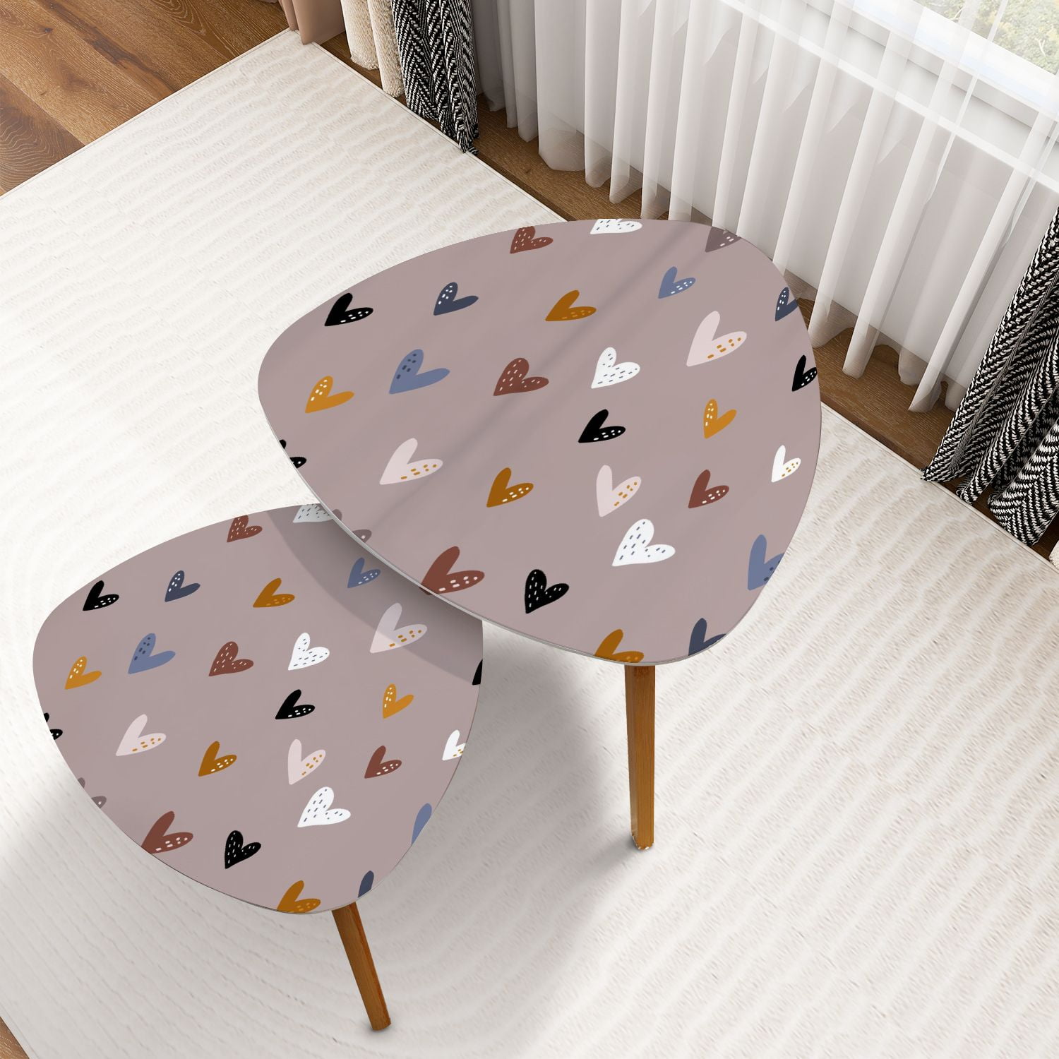 Triangle Nesting Coffee Table Set of 2 Seamless pattern design colorful ...