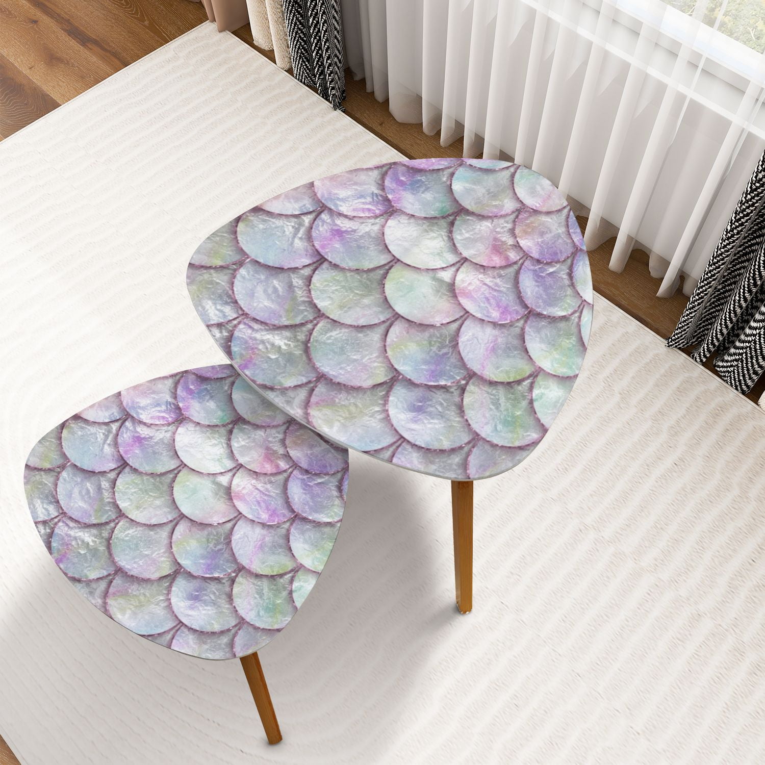 Triangle Nesting Coffee Table Set of 2 Seamless pattern fish scales ...