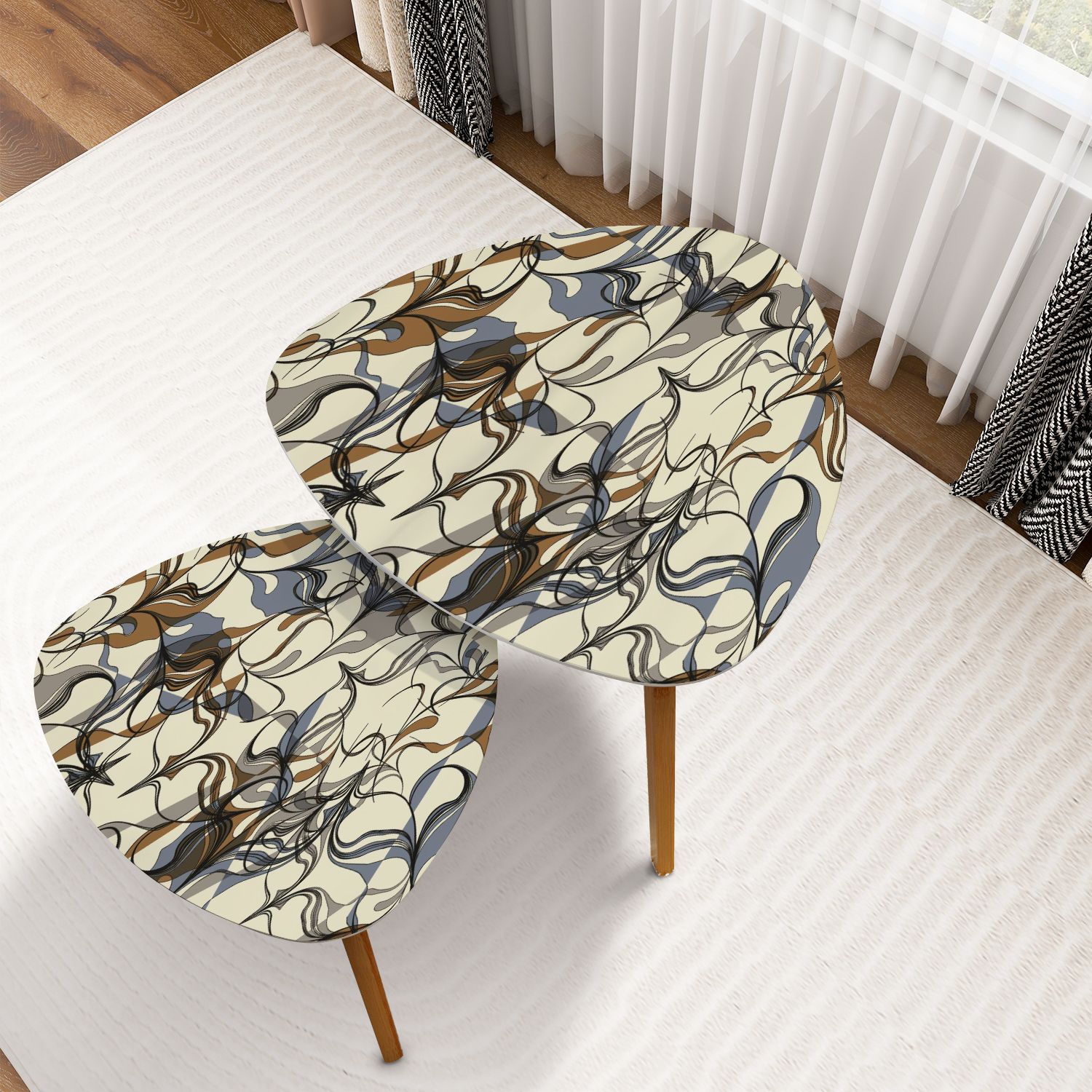 Triangle Nesting Coffee Table Set of 2 Seamless pattern flower spring ...