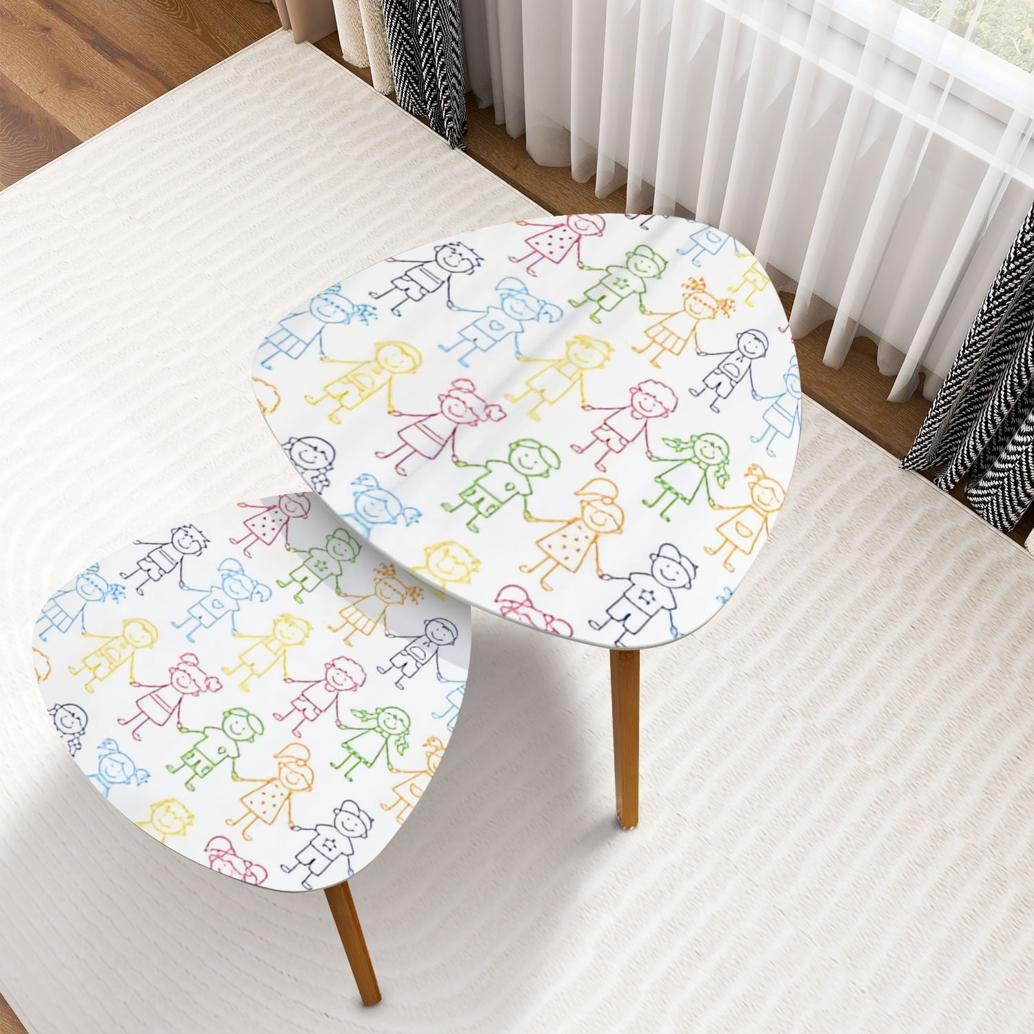 Triangle Nesting Coffee Table Set of 2 Seamless pattern funny kids ...