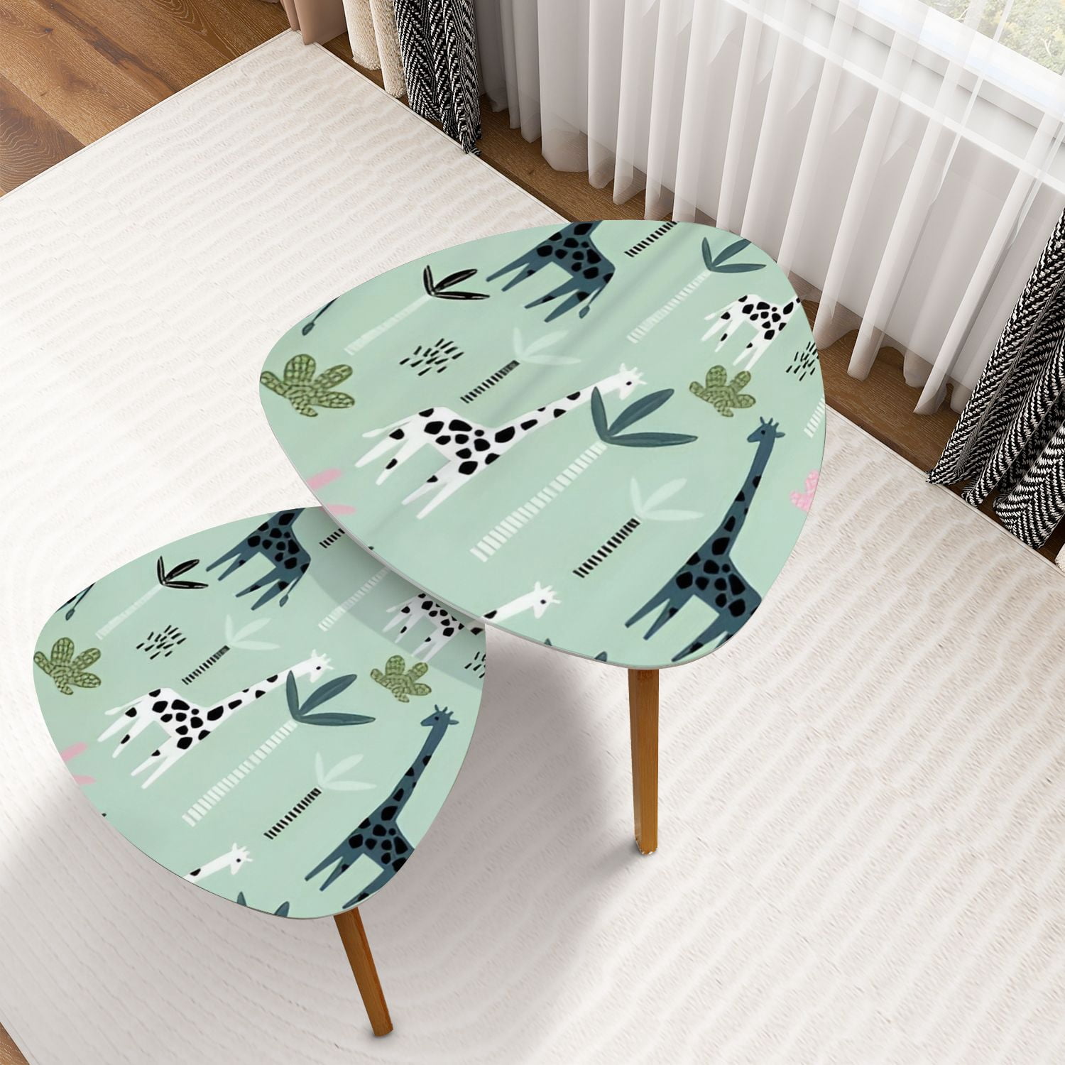 Triangle Nesting Coffee Table Set of 2 Seamless pattern giraffe leopard ...