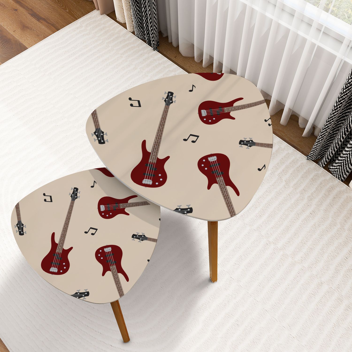 Triangle Nesting Coffee Table Set of 2 Seamless pattern guitars notes ...