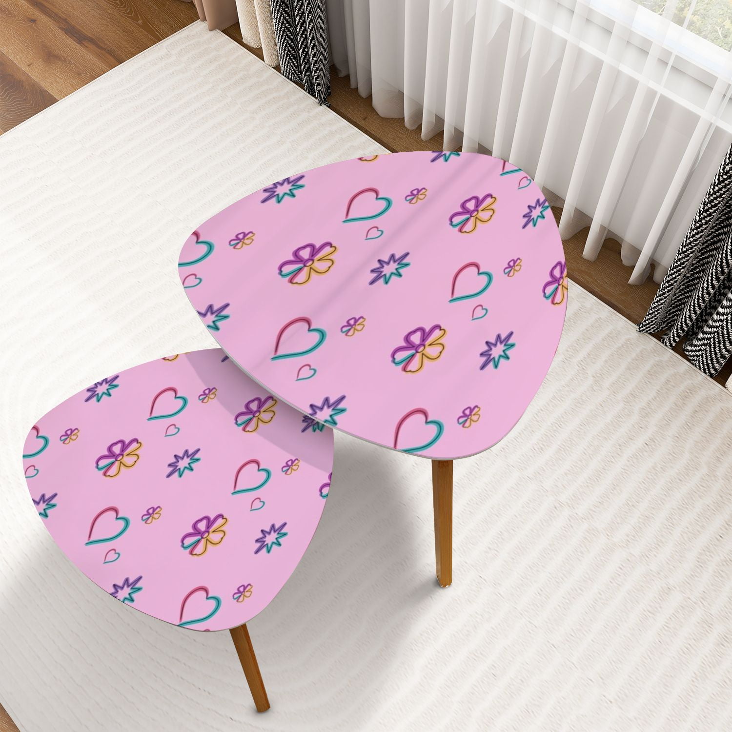 Triangle Nesting Coffee Table Set of 2 Seamless pattern heart dot star ...