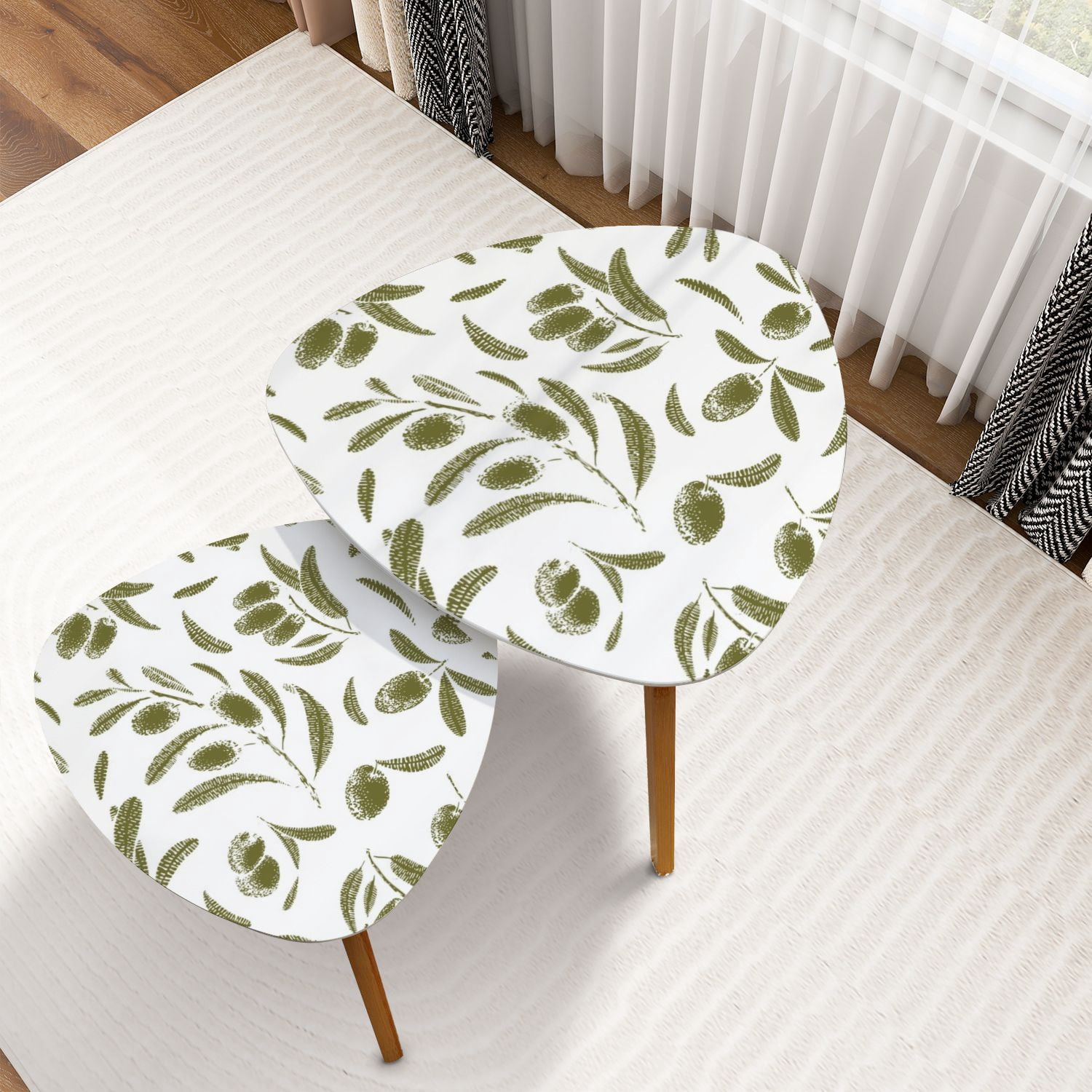 Triangle Nesting Coffee Table Set of 2 Seamless pattern olive branches ...