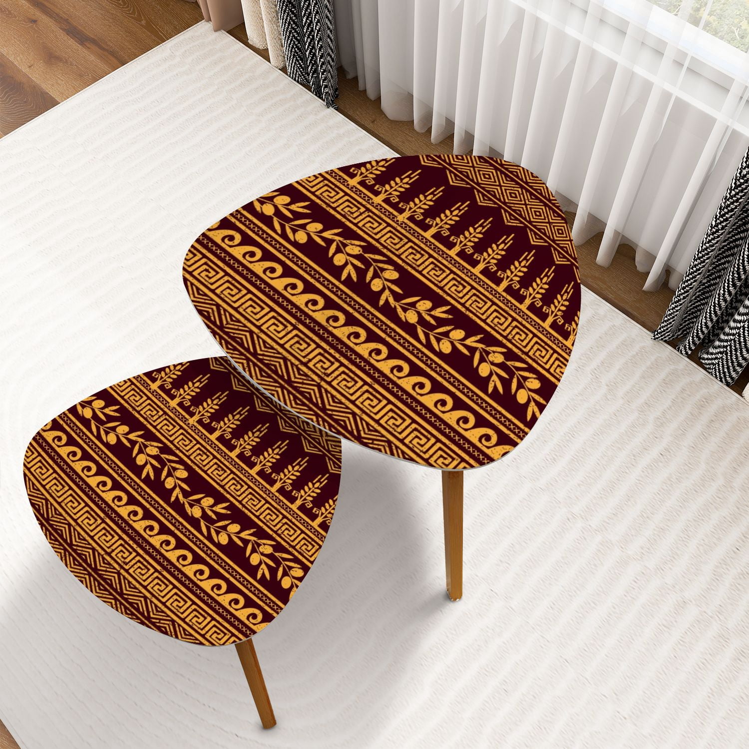 Triangle Nesting Coffee Table Set of 2 Seamless pattern olives wheat ...