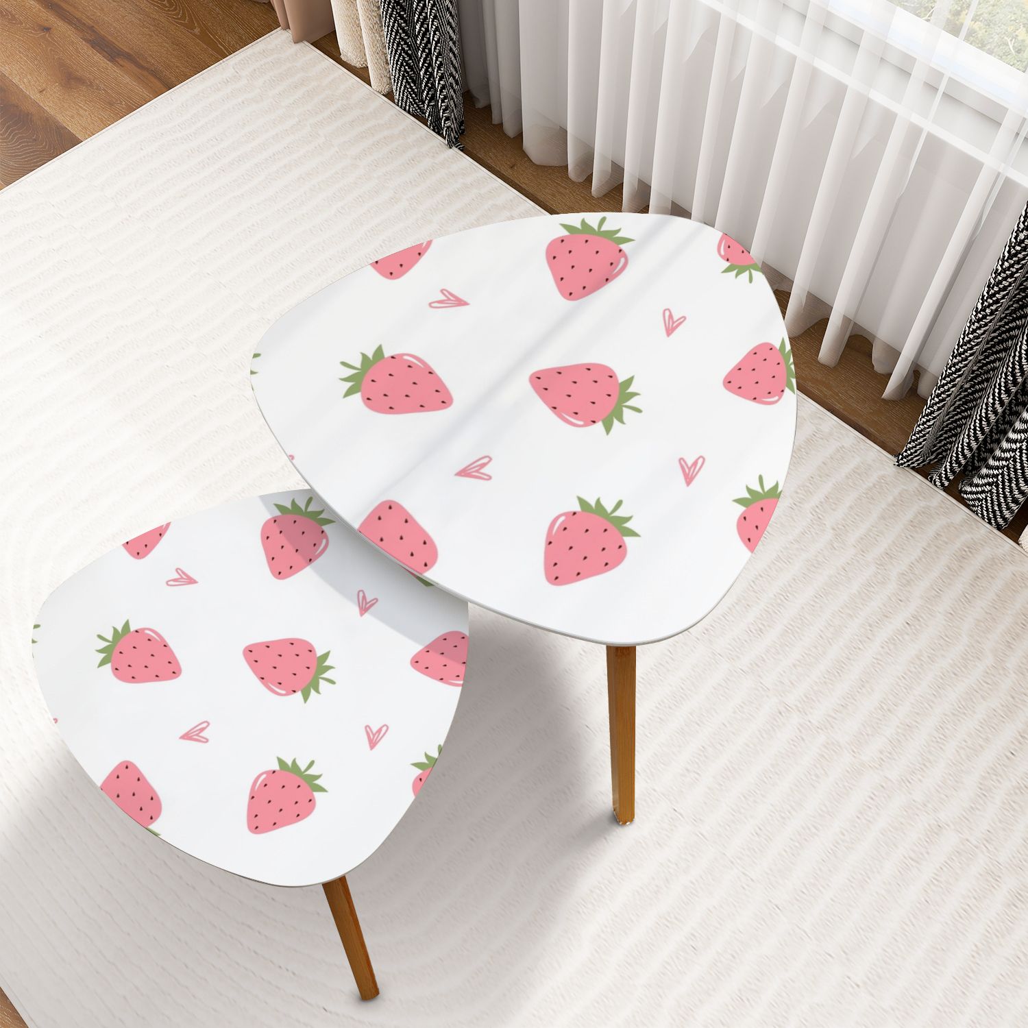 Triangle Nesting Coffee Table Set of 2 Seamless pattern strawberry ...