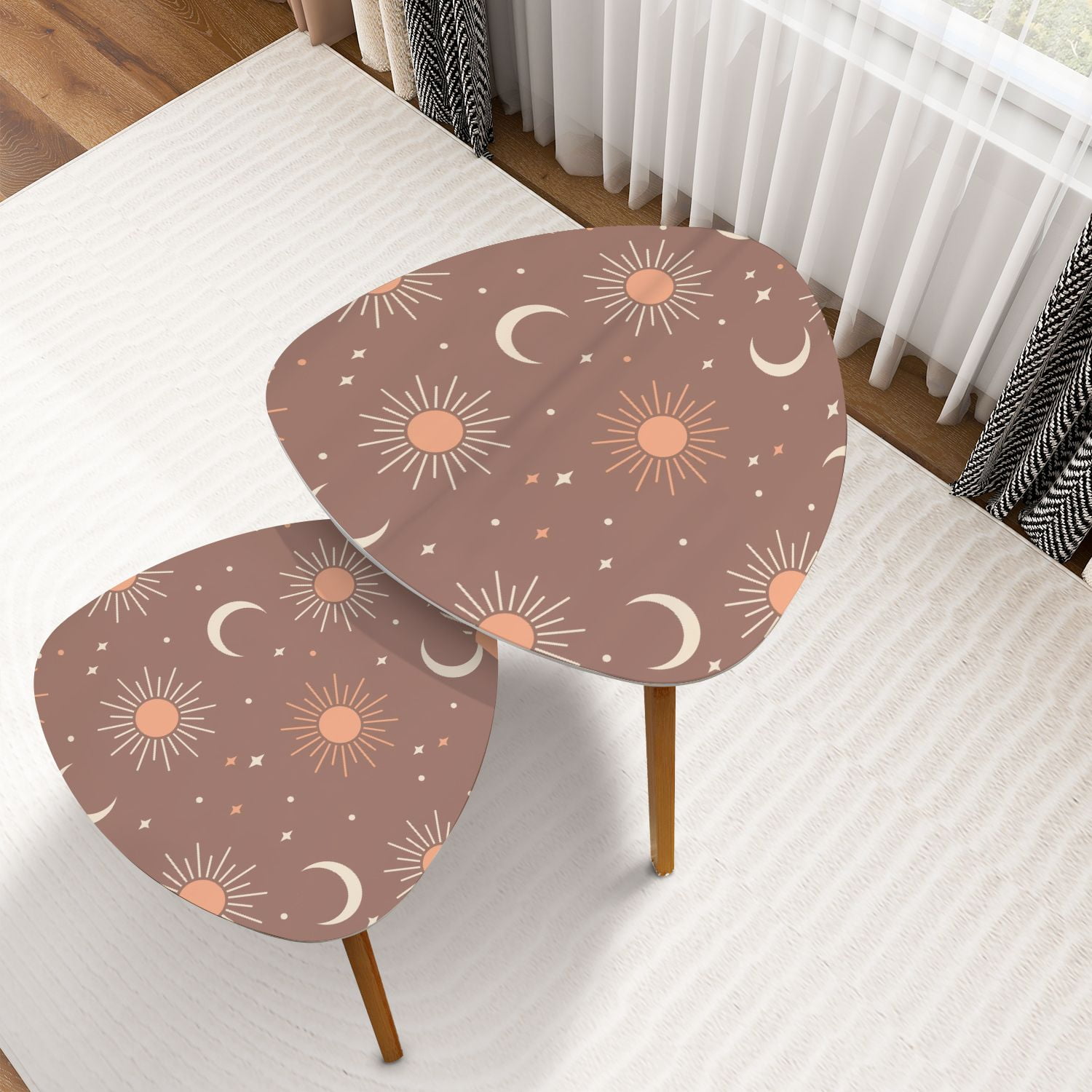 Triangle Nesting Coffee Table Set of 2 Seamless pattern sun moon ...