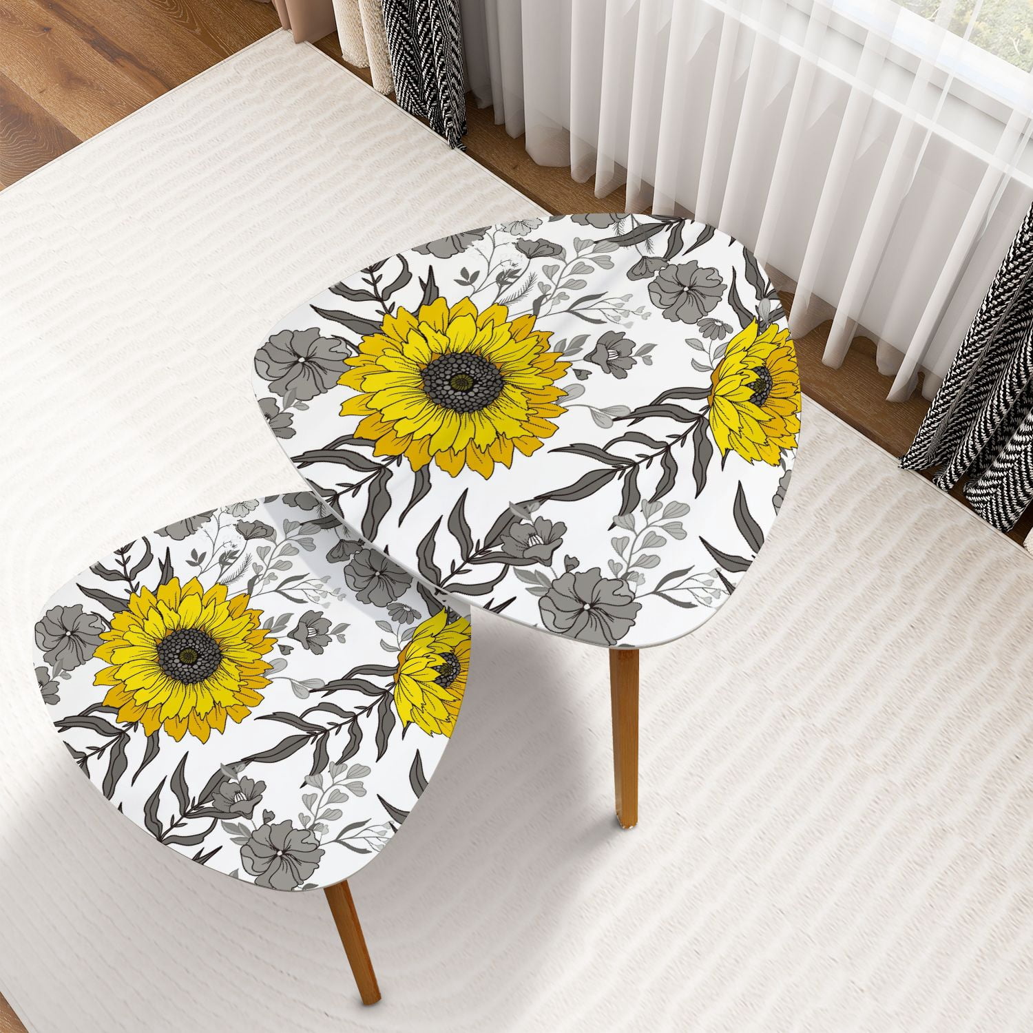 Triangle Nesting Coffee Table Set of 2 Seamless pattern sunflowers ...