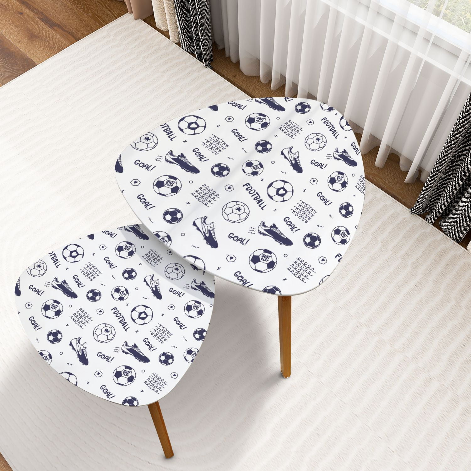 Triangle Nesting Coffee Table Set of 2 Seamless soccer ball text soccer ...