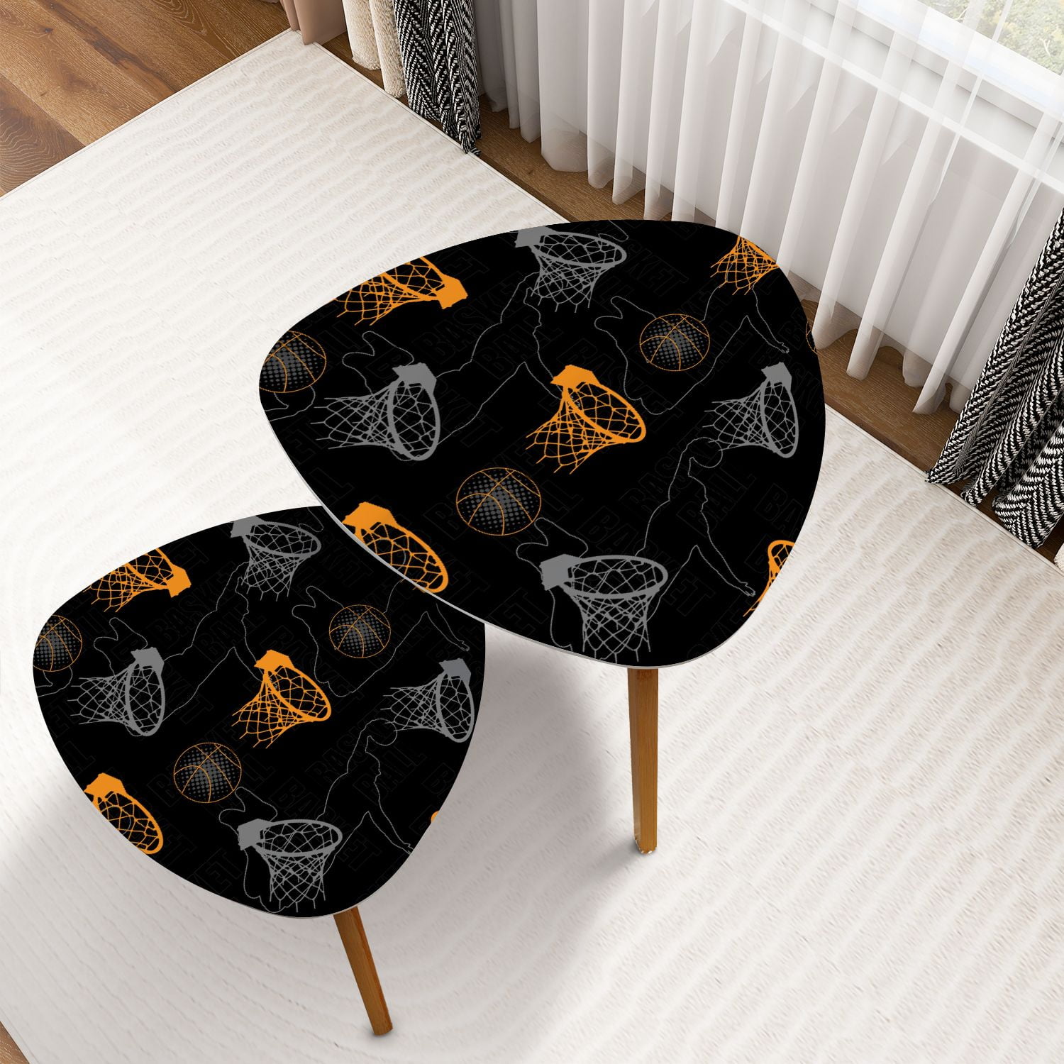 Triangle Nesting Coffee Table Set of 2 Seamless sport basketball ball ...
