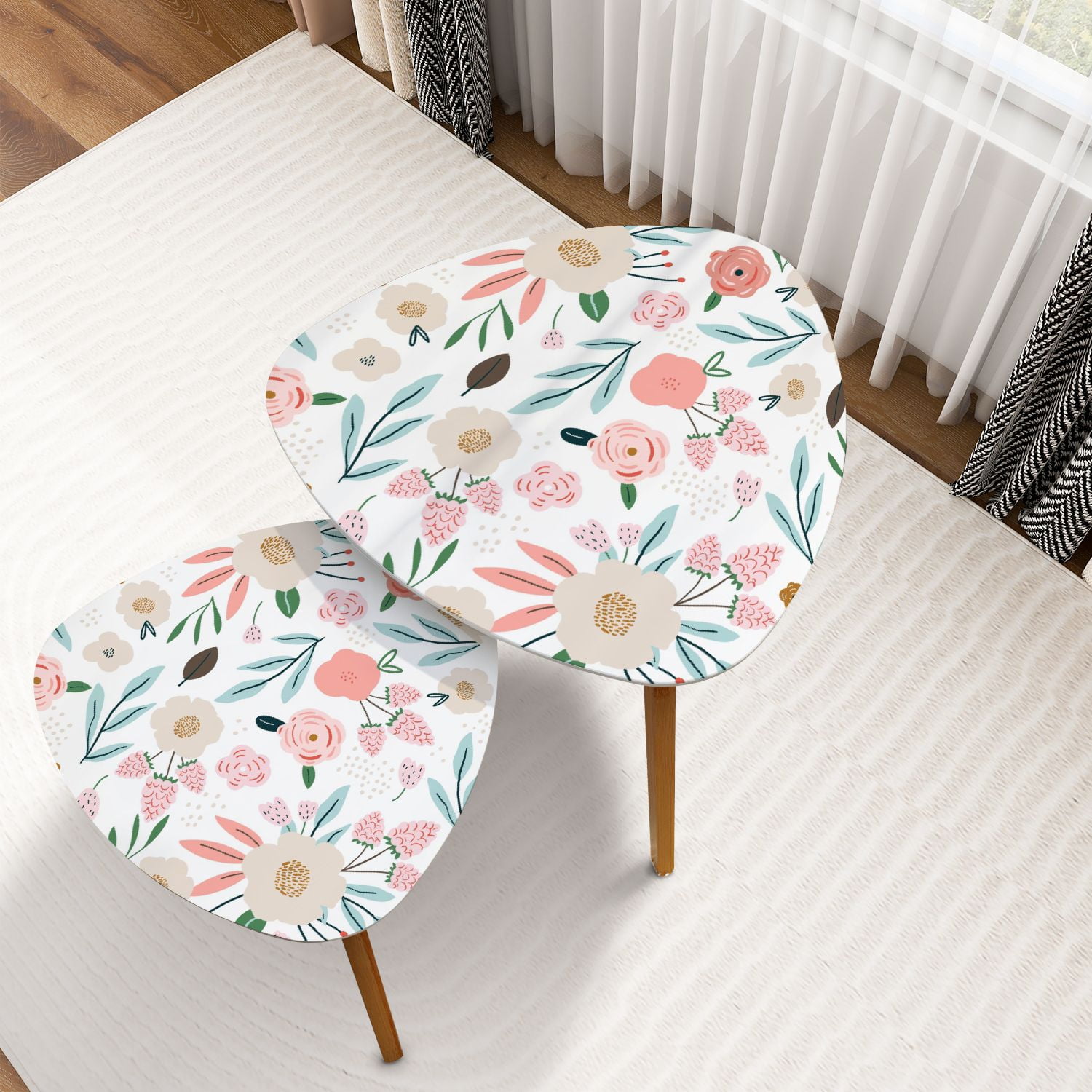 Triangle Nesting Coffee Table Set of 2 Seamless spring pattern flowers ...