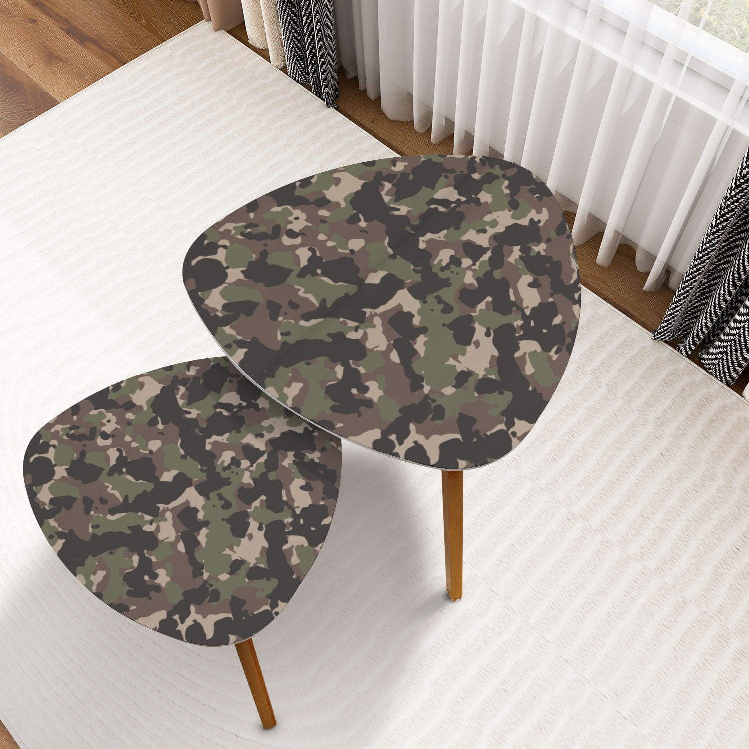 Triangle Nesting Coffee Table Set of 2 Seamless tan classic camouflage ...