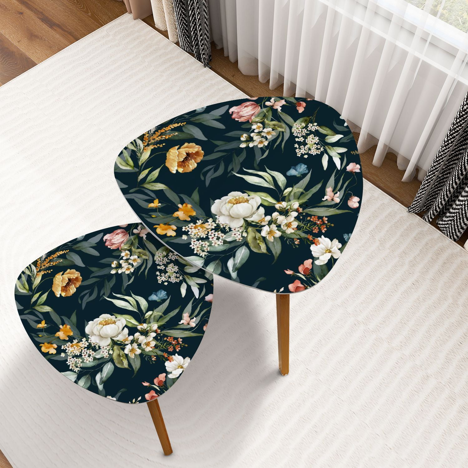 Triangle Nesting Coffee Table Set of 2 Seamless watercolor floral ...