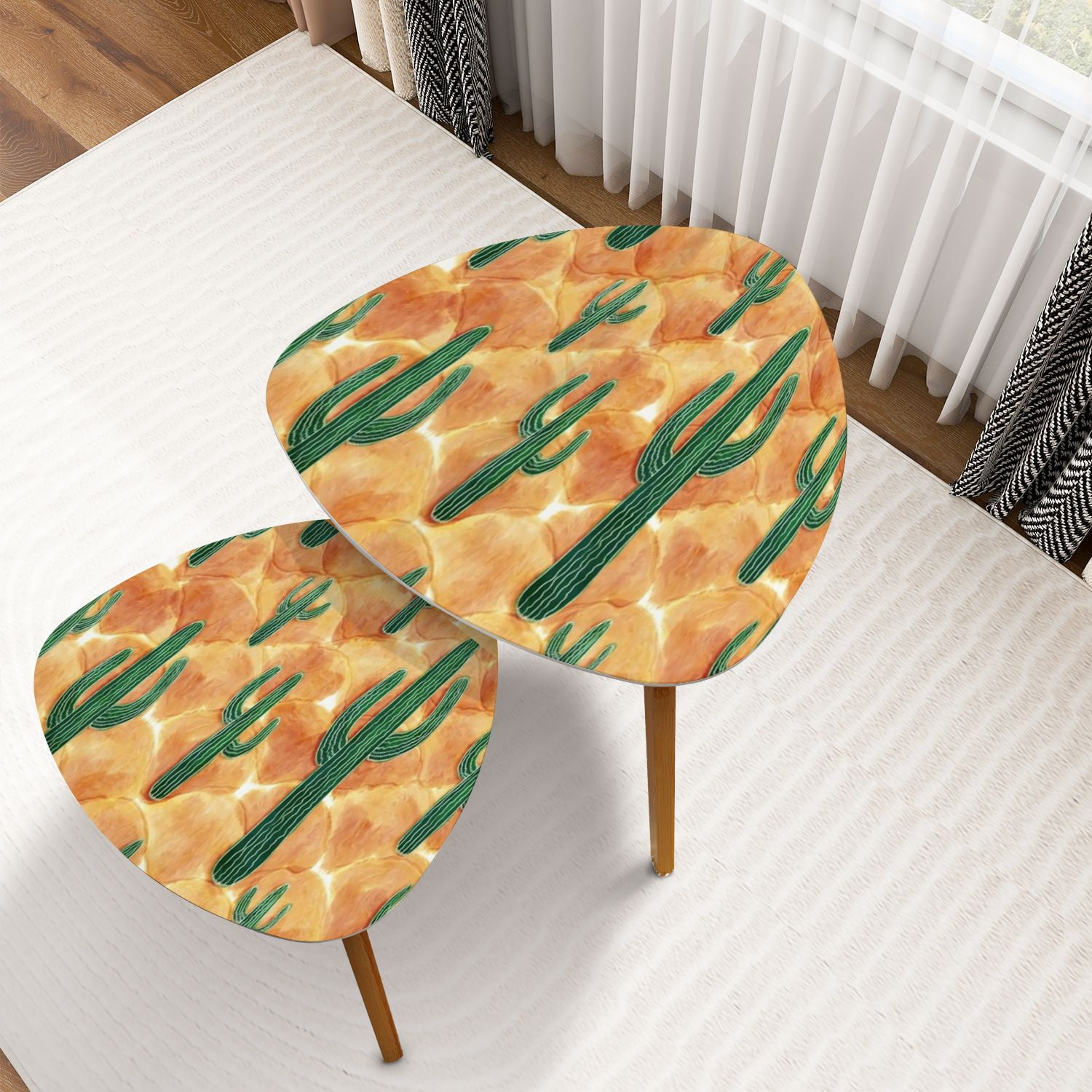 Triangle Nesting Coffee Table Set of 2 Seamless watercolor green ...