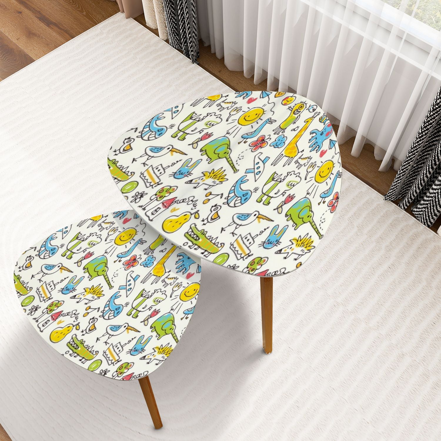 Triangle Nesting Coffee Table Set of 2 Set baby doodles Children funny ...