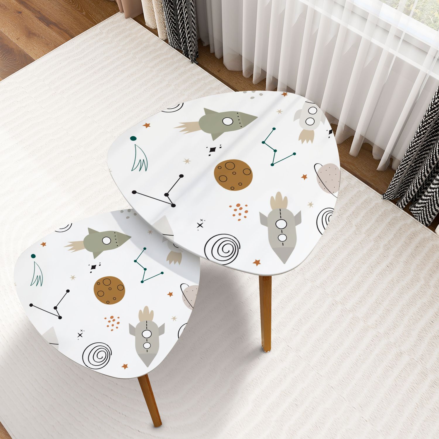 Triangle Nesting Coffee Table Set of 2 Space seamless pattern Hand ...