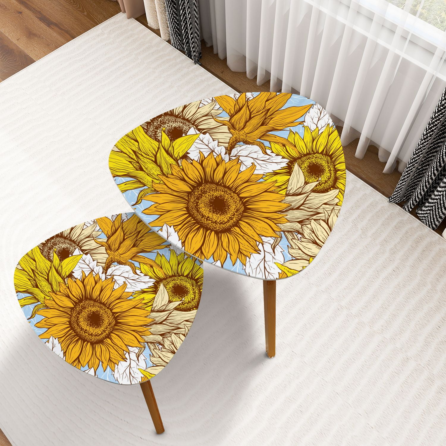 Triangle Nesting Coffee Table Set of 2 Sunflowers field seamless ...