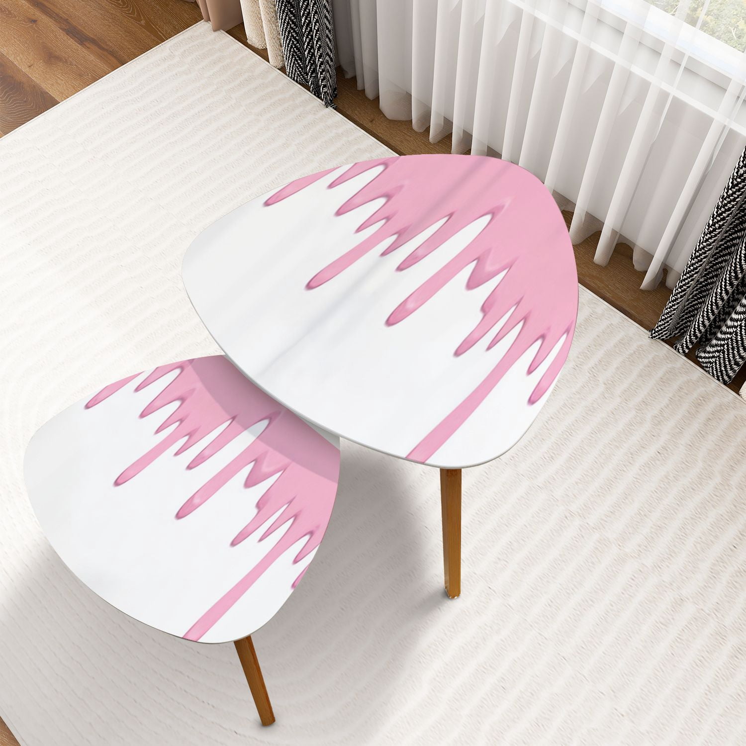 Triangle Nesting Coffee Table Set of 2 Sweet pink donut dripping glaze ...