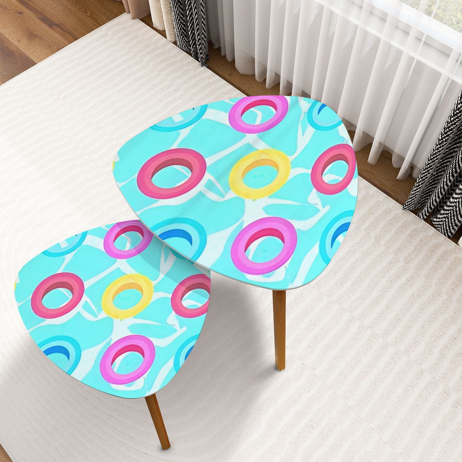 Triangle Nesting Coffee Table Set of 2 Swim ring seamless pattern ...