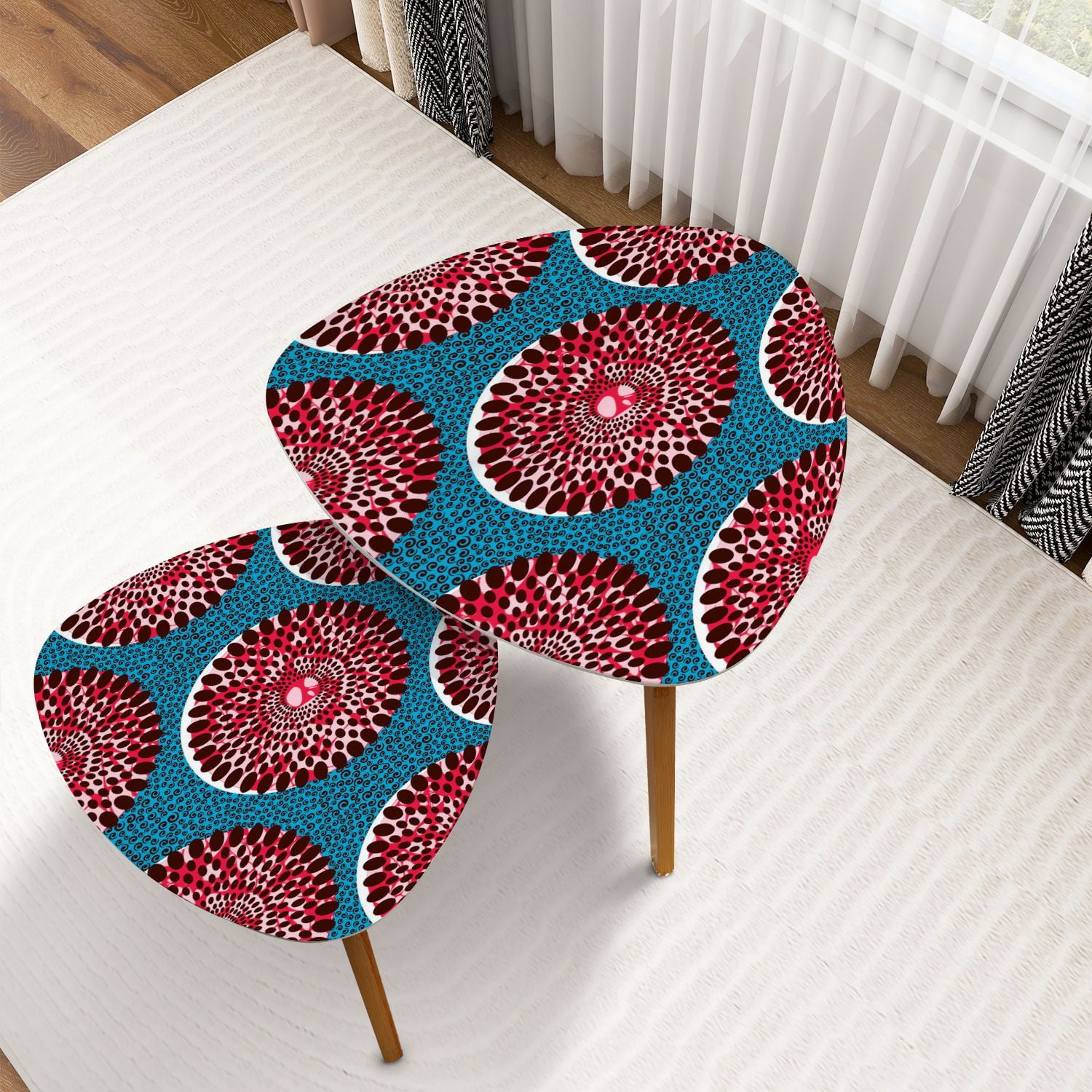 Triangle Nesting Coffee Table Set of 2 Textile fashion african print ...