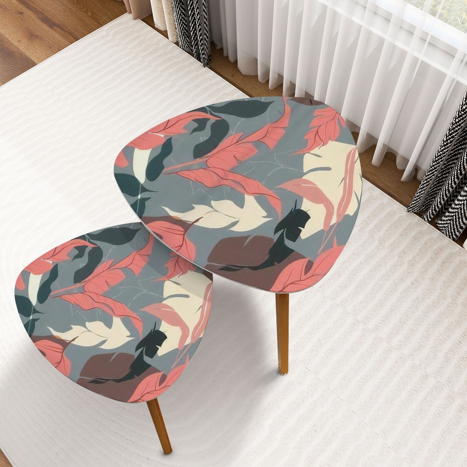 Triangle Nesting Coffee Table Set of 2 Textured seamless plants ...