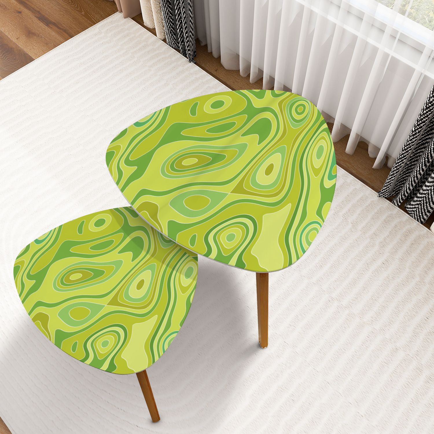 Triangle Nesting Coffee Table Set of 2 Topographic Map Seamless Pattern ...