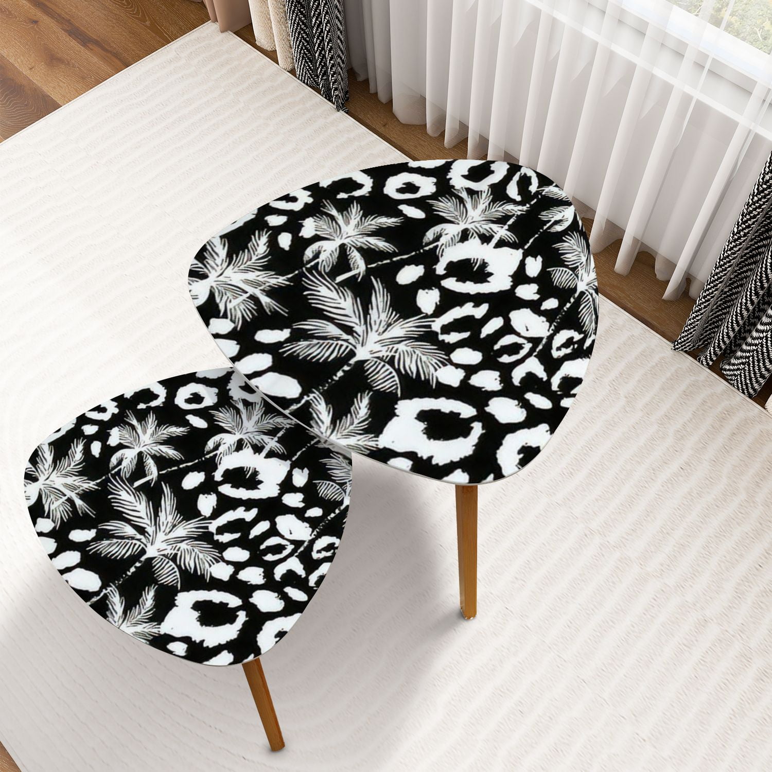 Triangle Nesting Coffee Table Set of 2 Traditional Geometric Ornament ...
