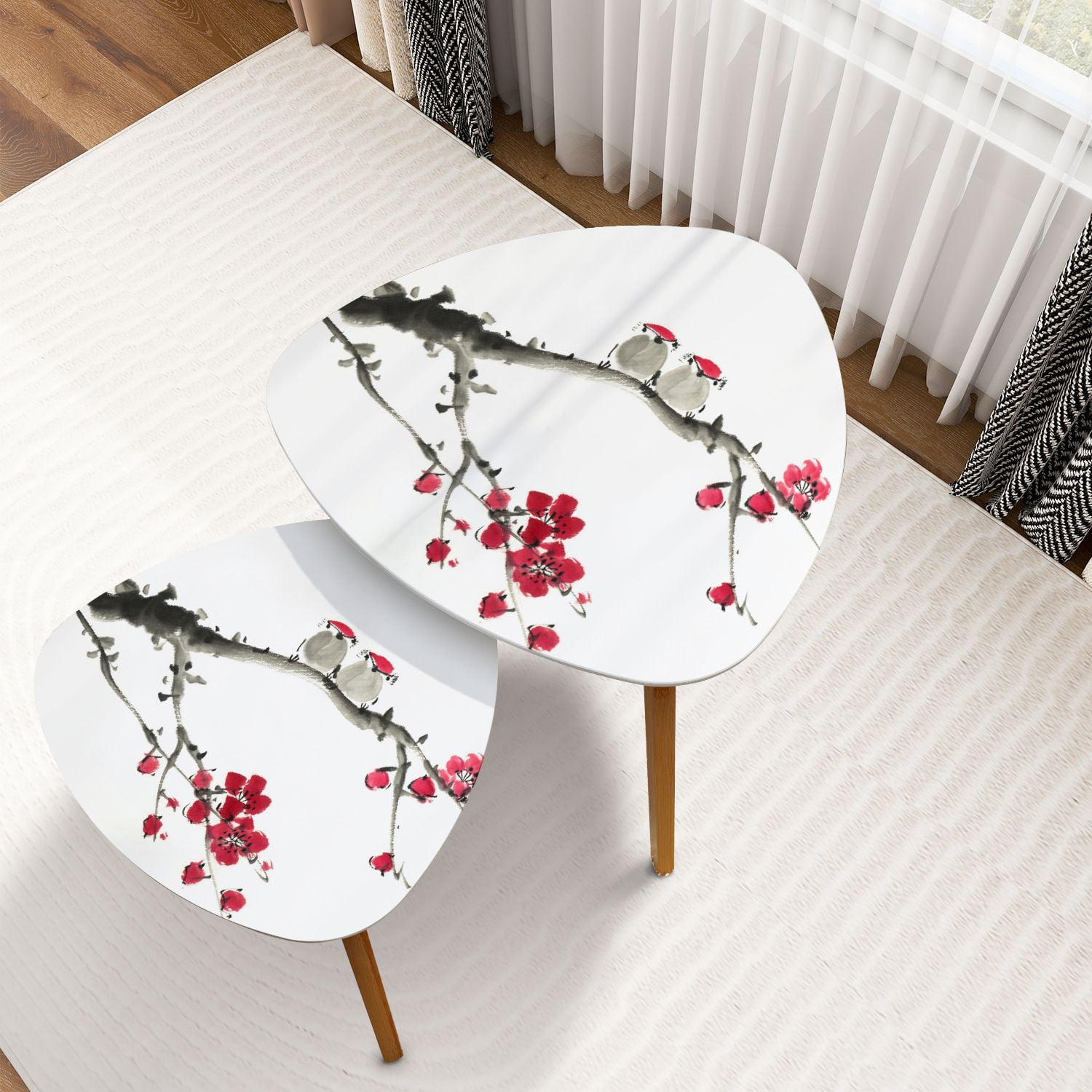 Triangle Nesting Coffee Table Set of 2 Traditional chinese painting ...