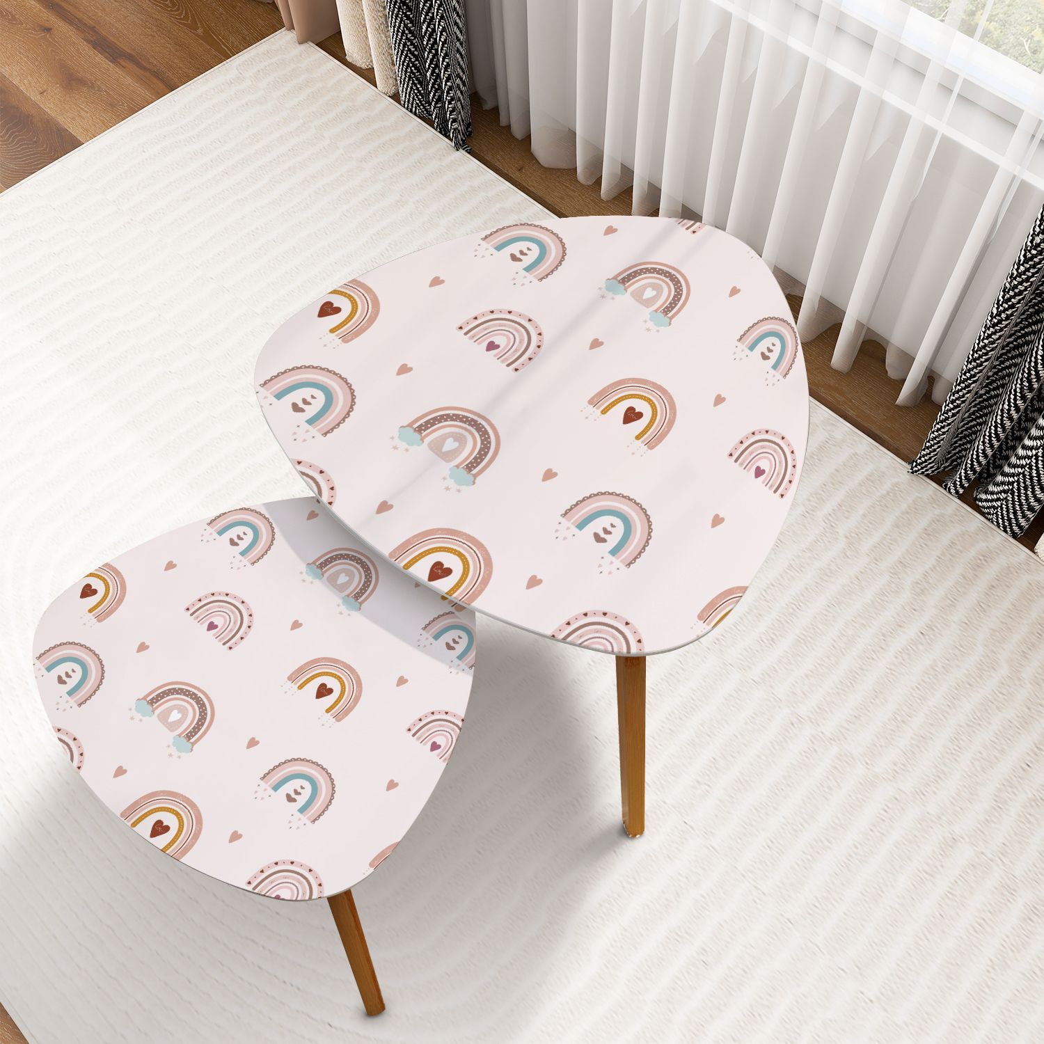 Triangle Nesting Coffee Table Set of 2 Trendy rainbows boho style ...