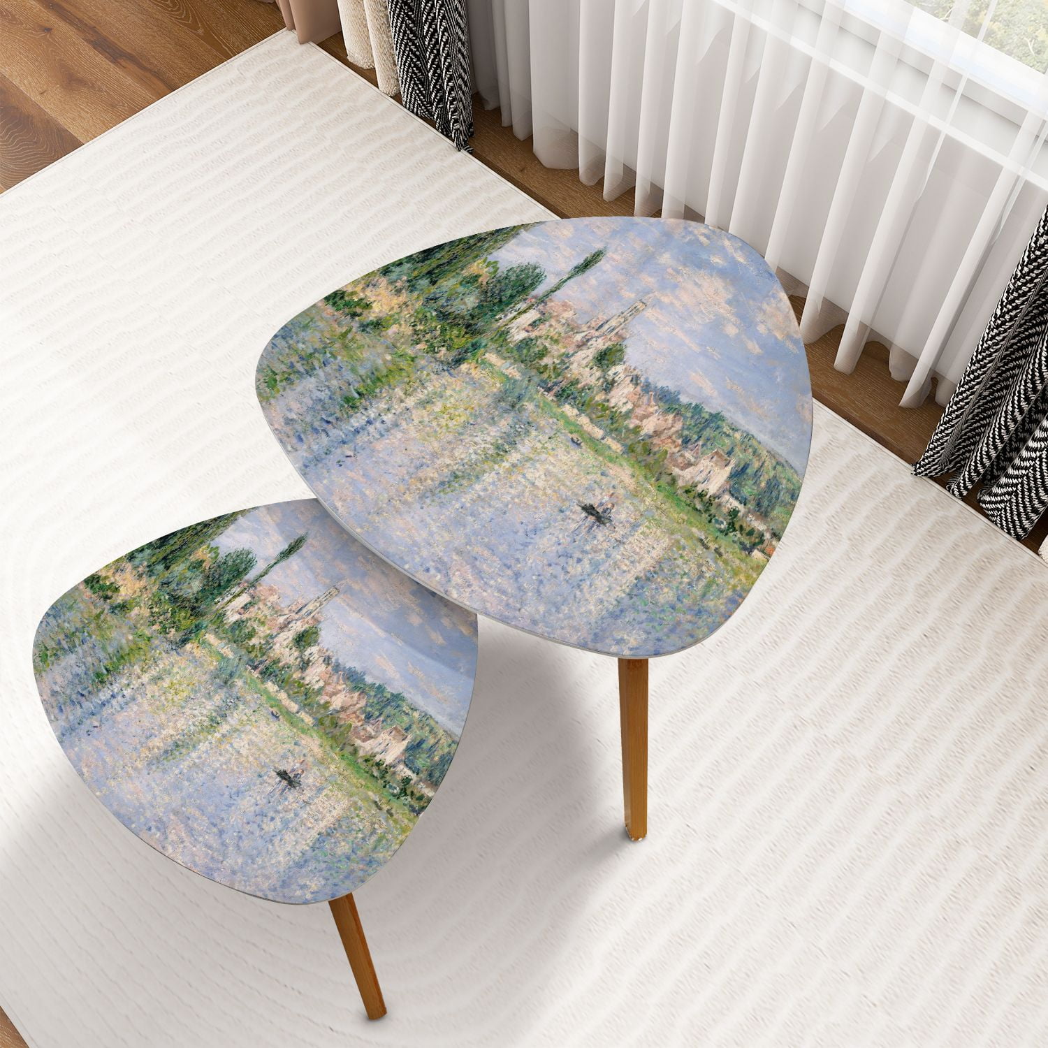 Triangle Nesting Coffee Table Set of 2 Vetheuil Summer by Claude Monet ...