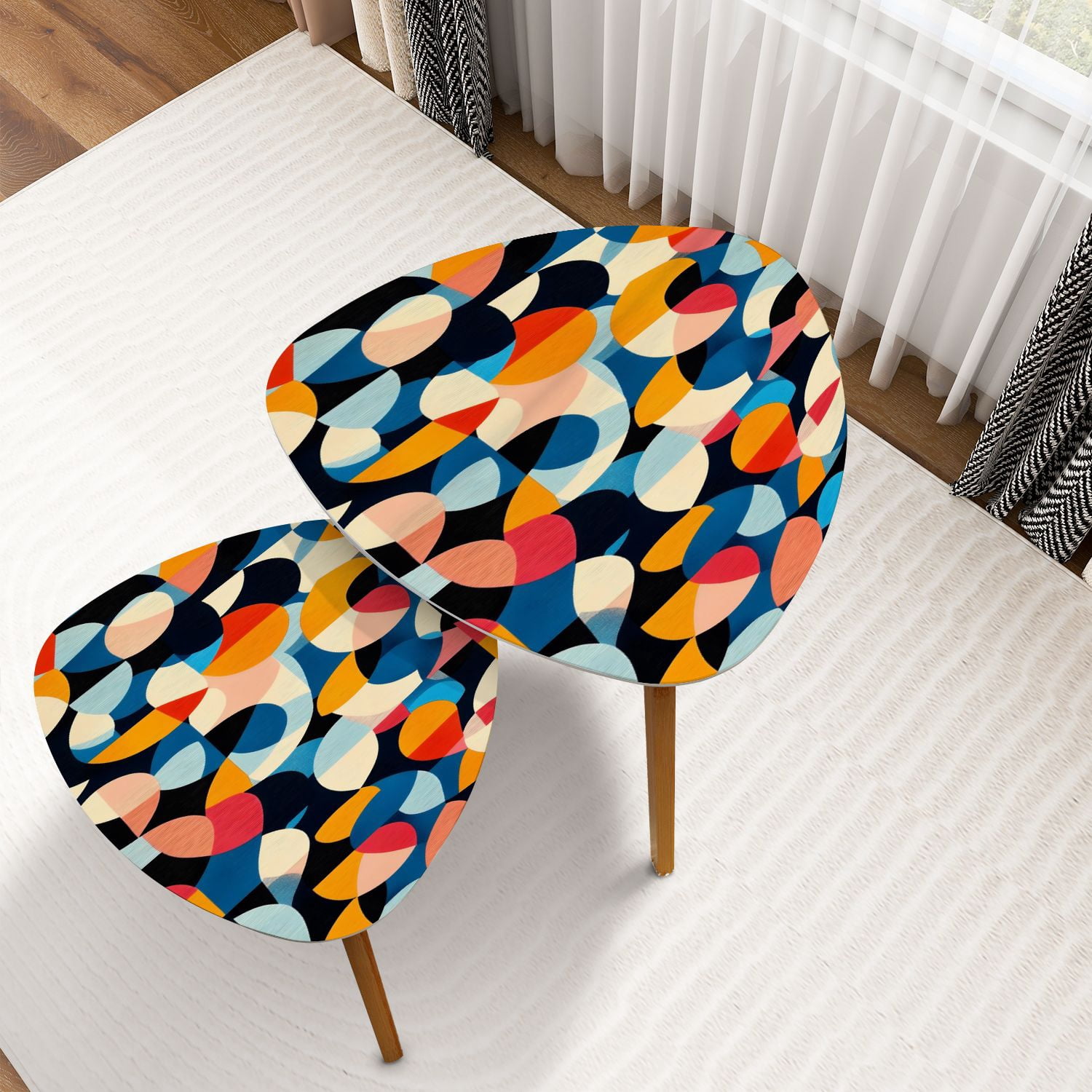 Triangle Nesting Coffee Table Set of 2 Vivid Textile Fabric Seamless ...