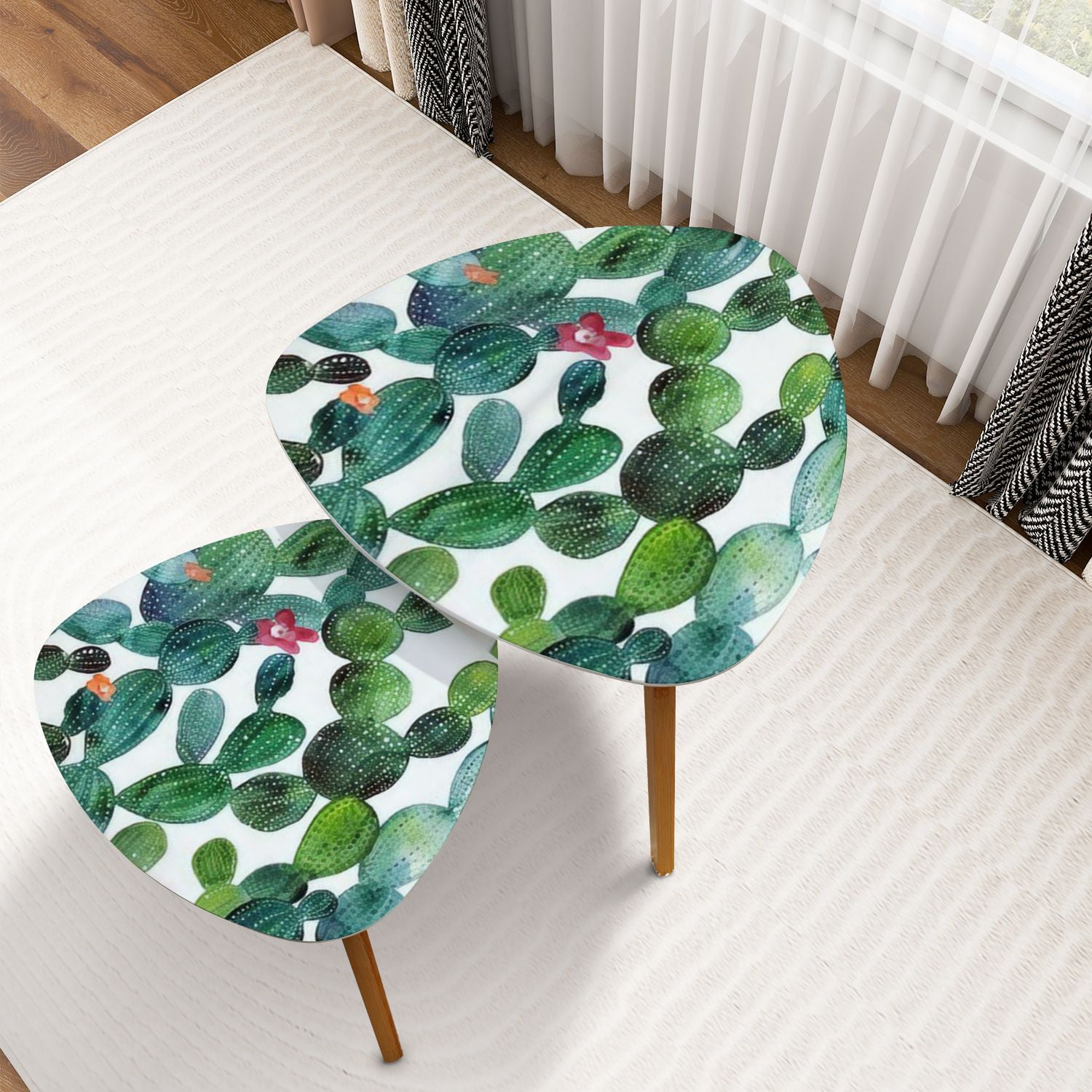 Triangle Nesting Coffee Table Set of 2 Watercolor cactus tropical ...