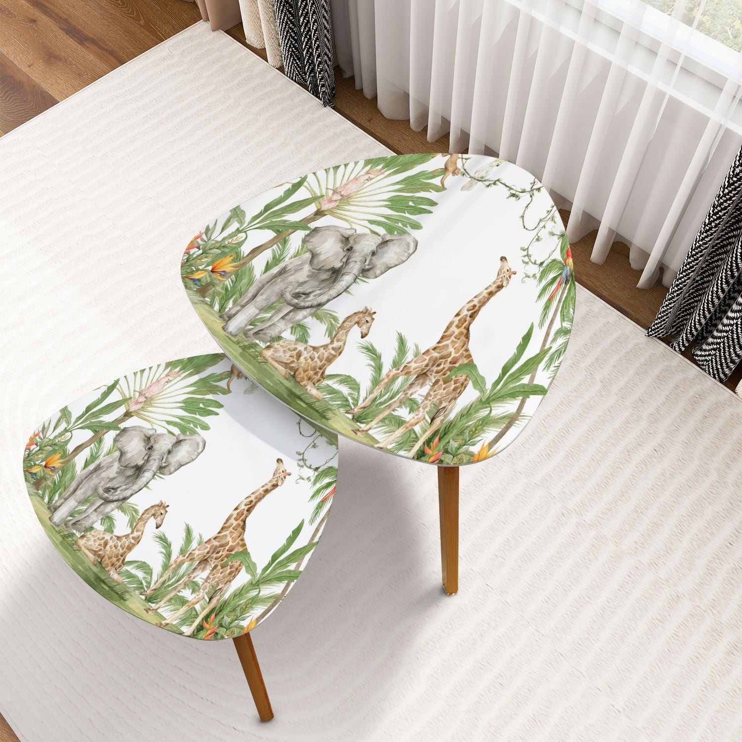 Triangle Nesting Coffee Table Set of 2 Watercolor composition African ...