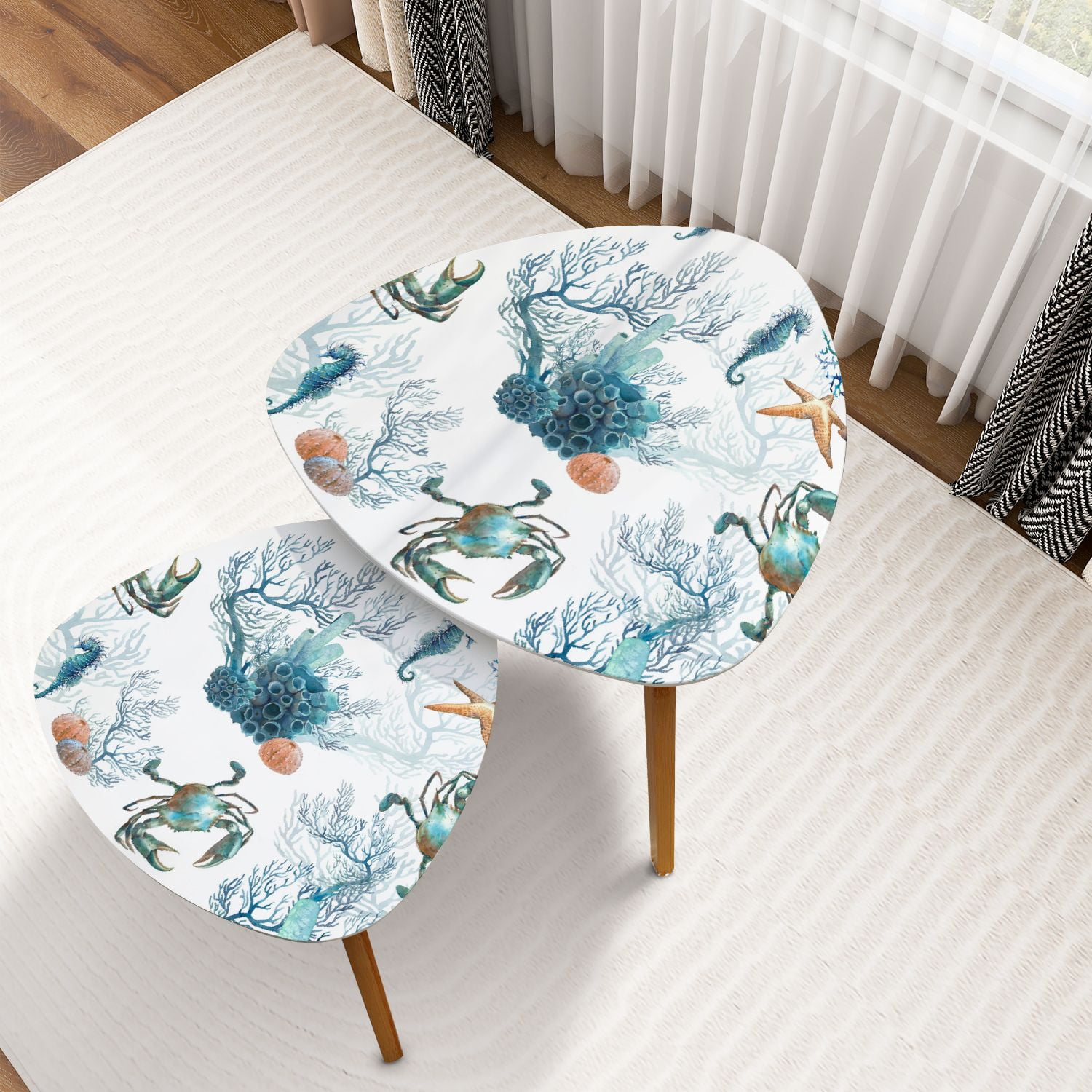 Triangle Nesting Coffee Table Set of 2 Watercolor coral reef seamless ...