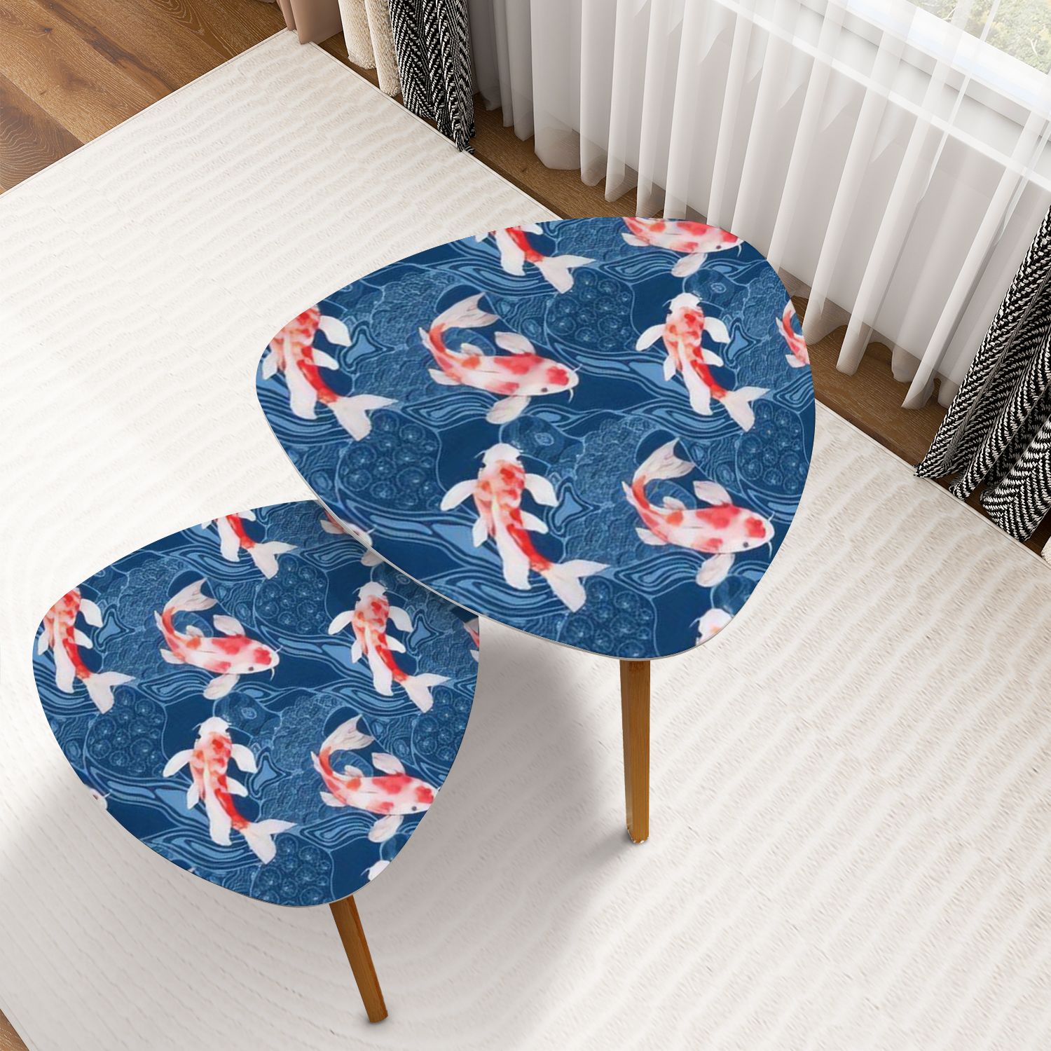 Triangle Nesting Coffee Table Set of 2 Watercolor fish seamless pattern ...
