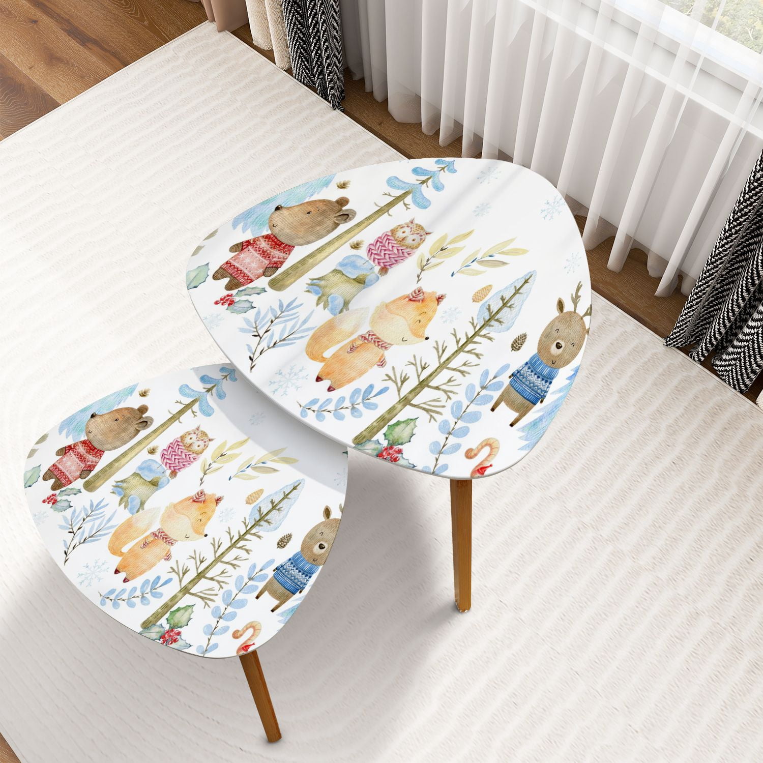 Triangle Nesting Coffee Table Set of 2 Watercolor forest seamless ...